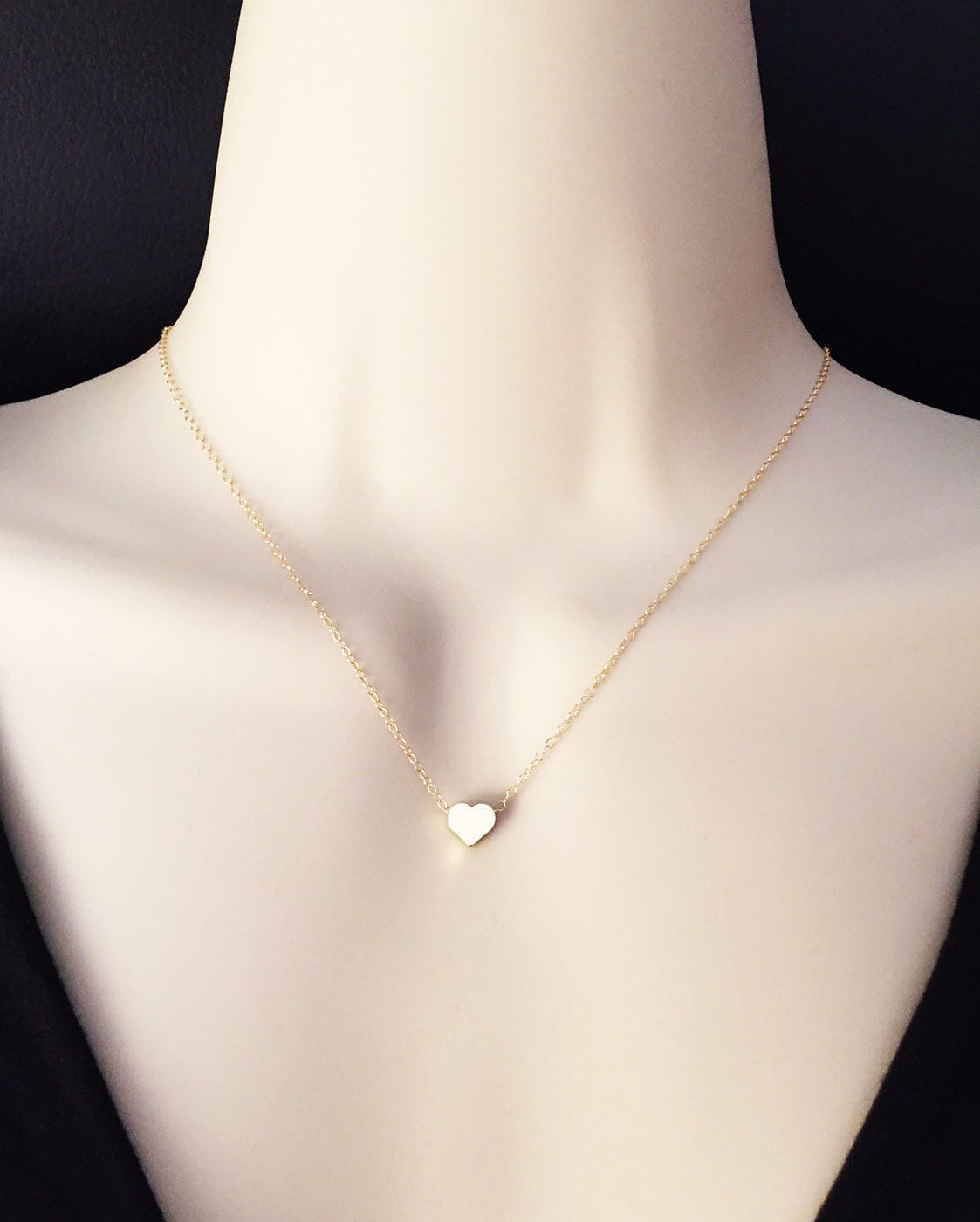 Gold Heart Necklace Love Necklace Valentines Gift | Etsy