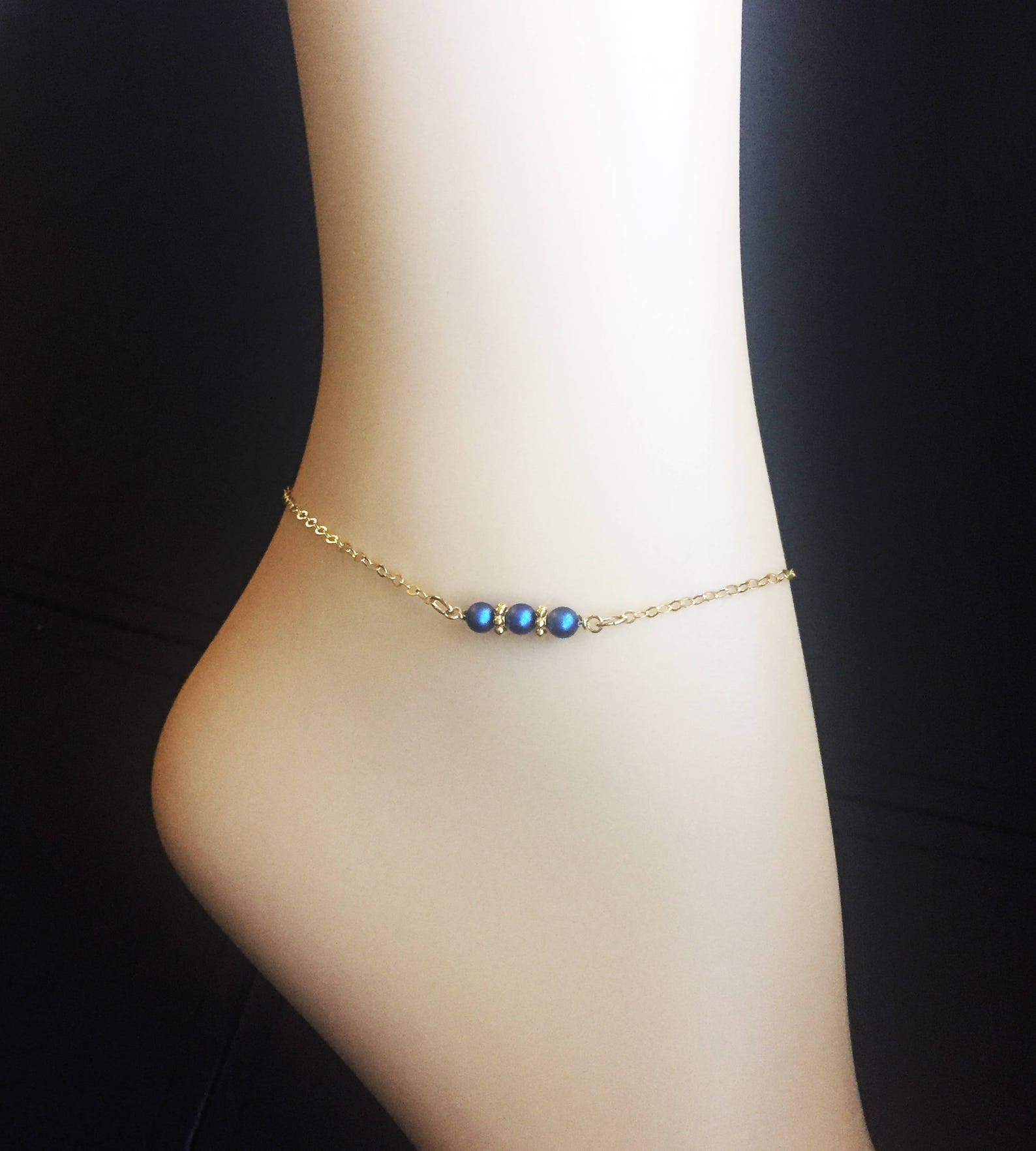 Swarovski Anklet Blue Gold Anklet Something Blue Anklet Gold Filled ...