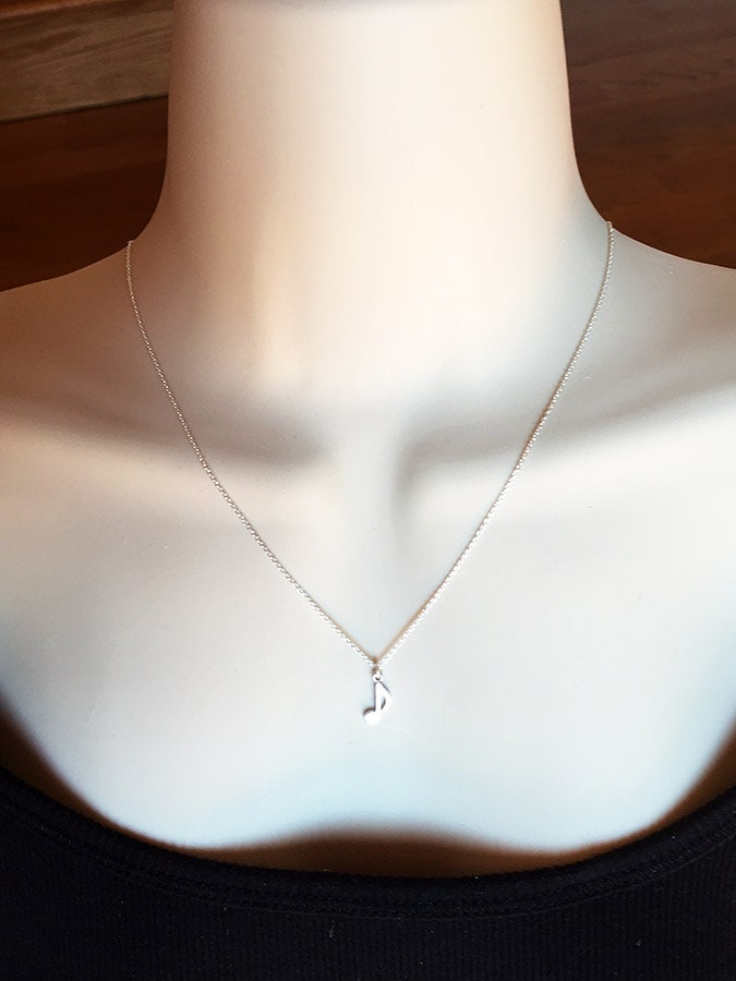 Music Note Necklace - Music Jewelry - Sterling Silver or Gold Filled ...