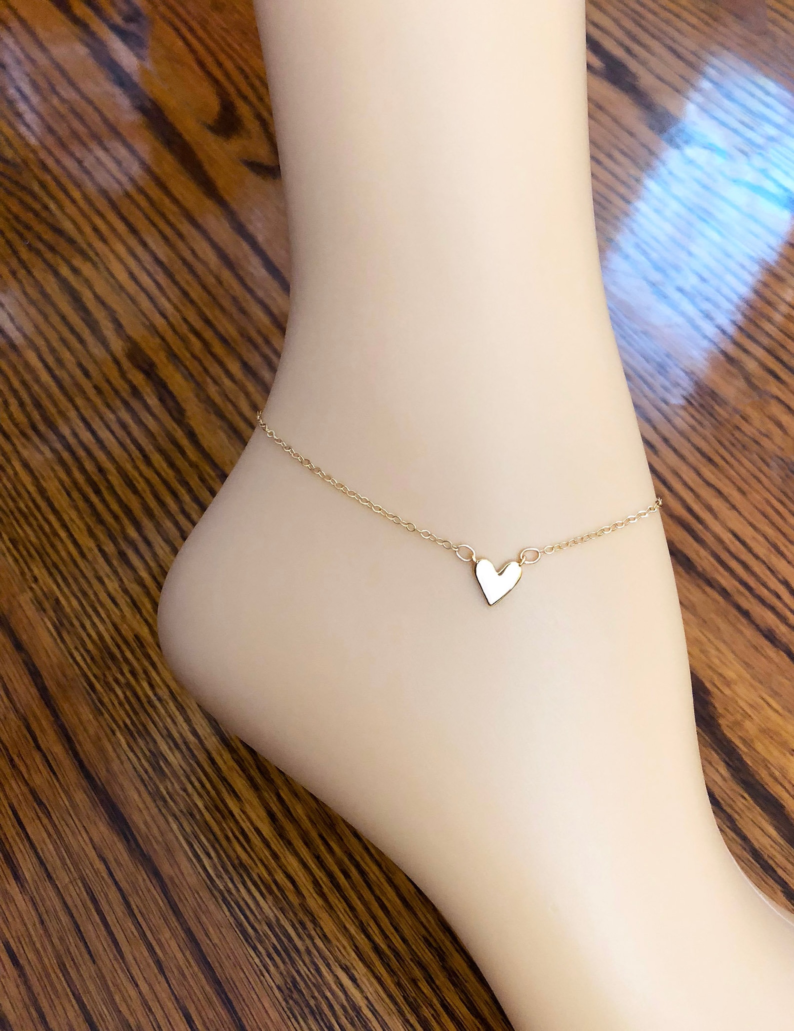 Gold Heart Anklet Love Ankle Bracelet Shiny Heart Anklet | Etsy