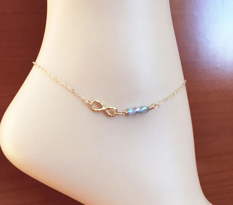 Gold Infinity Anklet Swarovski Blue Opal Ankle Bracelet - Etsy