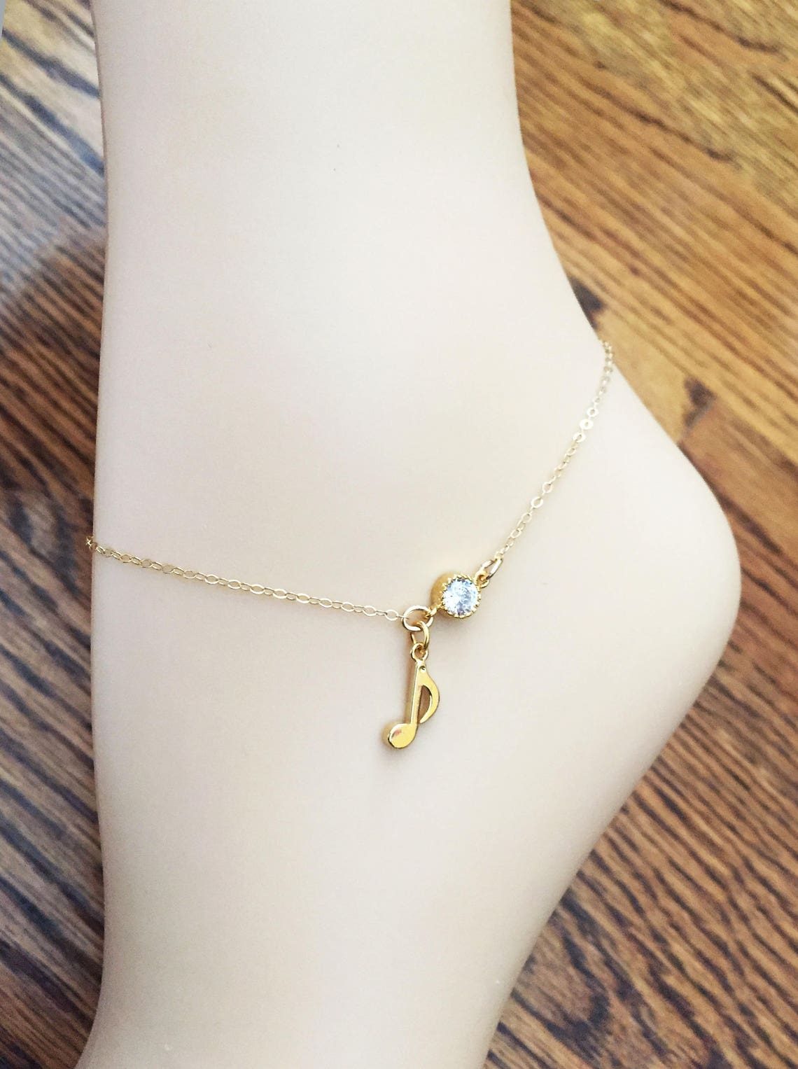 Music Anklet - CZ Ankle Bracelet - Gold Filled Chain - Sparkly Music ...