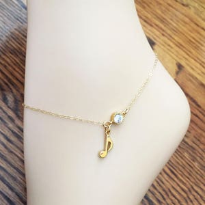 Music Anklet - CZ Ankle Bracelet - Gold Filled Chain - Sparkly Music ...