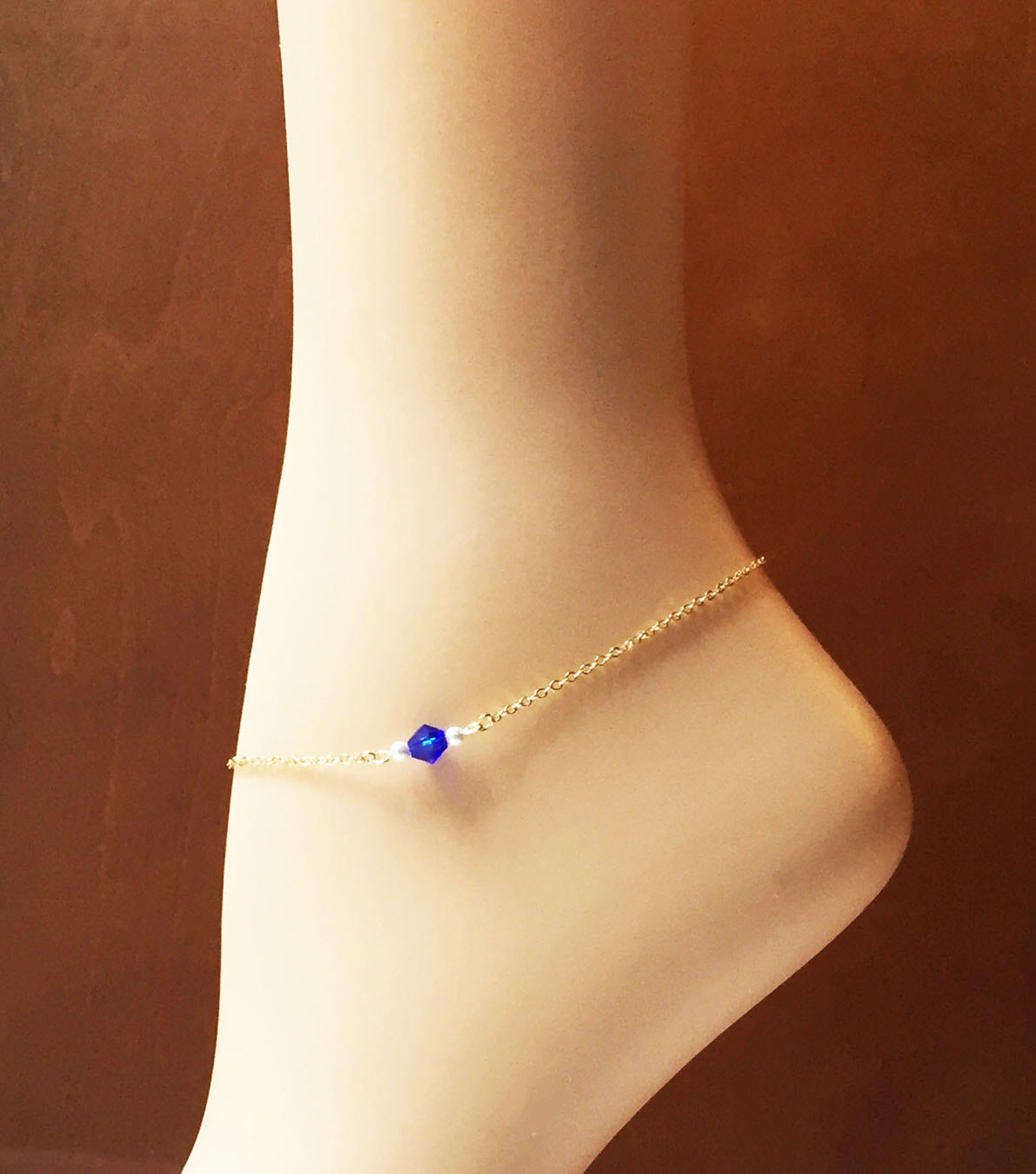 Gorgeous 16K Gold Plated Anklet 'blue'swarovski - Etsy