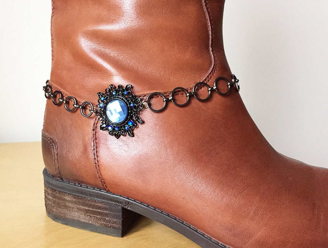 Boot Bracelet Boot Bling Boot Jewelry Blue Flower Boot - Etsy