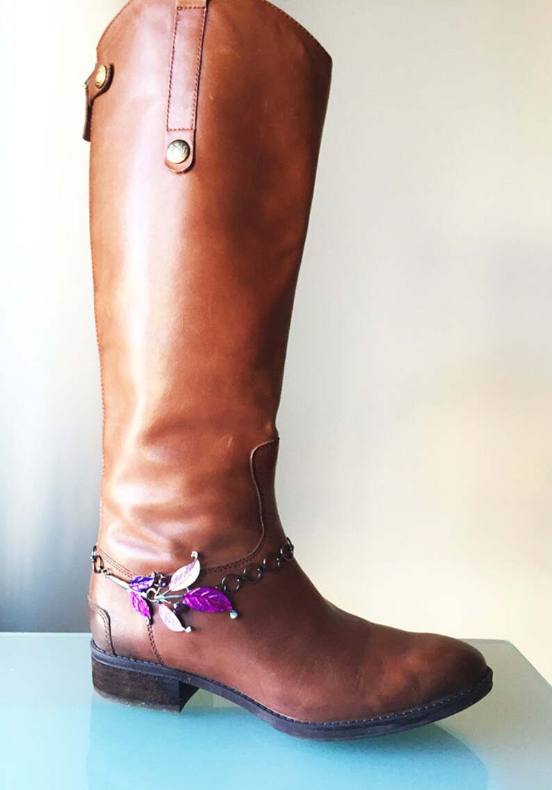 Purple Leaves Boot Bracelet - Purple Boot Jewelry - Purple Boot Bling ...