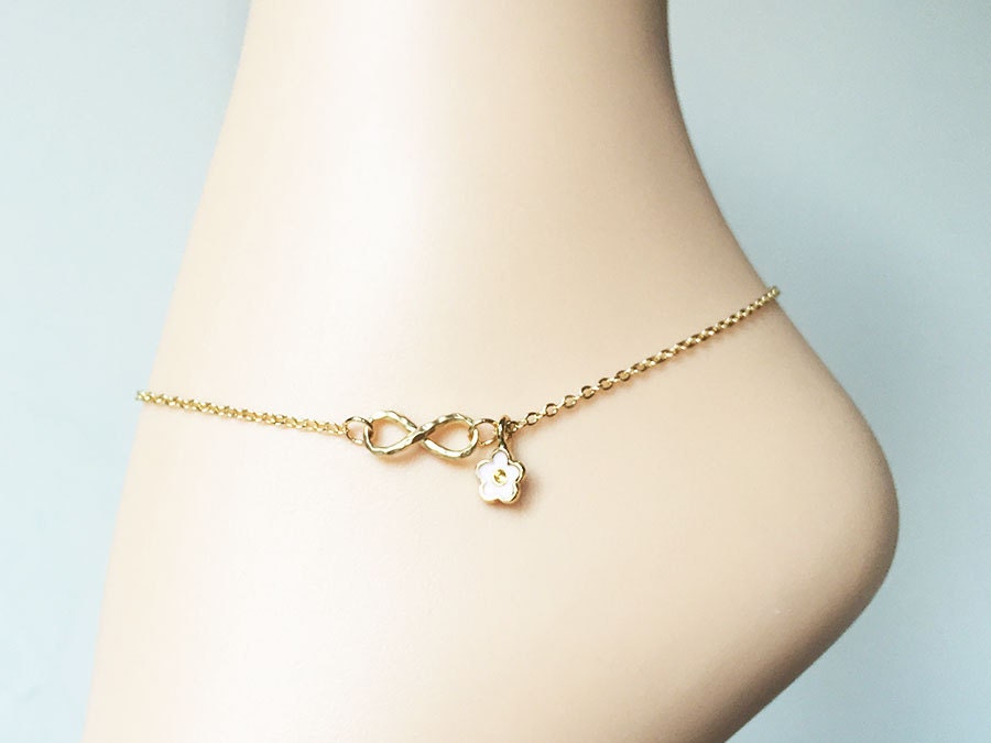 Gold Infinity Anklet-pink Flower Ankle Bracelet-foot Jewelry-gold ...