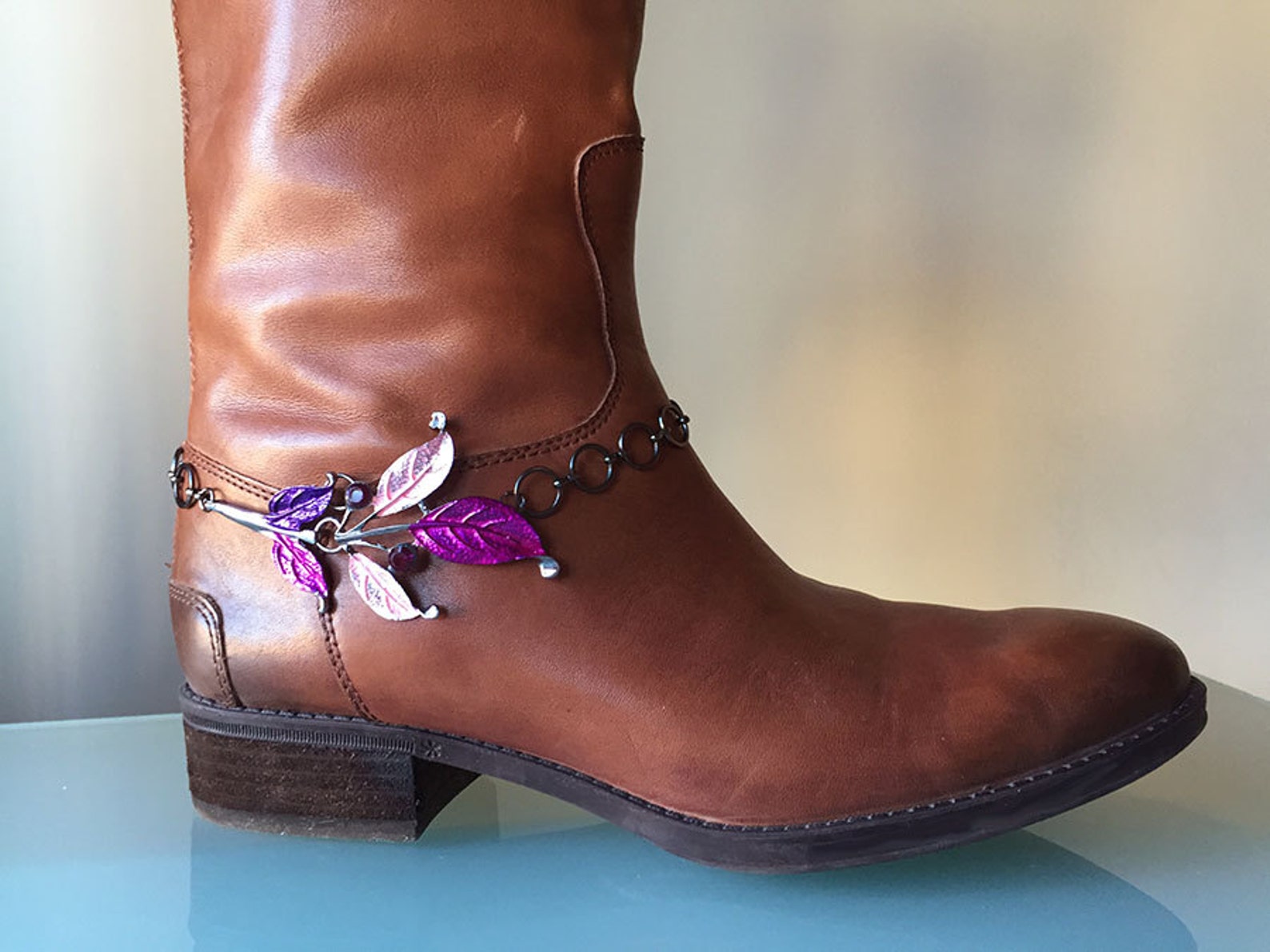 Purple Leaves Boot Bracelet Purple Boot Jewelry Purple - Etsy
