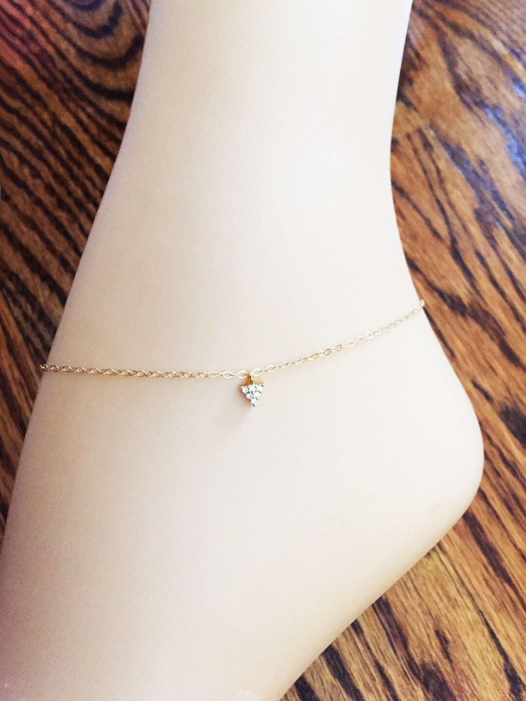 Minimalist Gold Anklet - CZ Triangle Anklet - Geometric Ankle Bracelet ...
