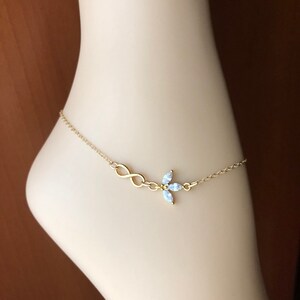 Infinity Ankle Bracelet CZ Flower Anklet gold Infinity Anklet bridal ...