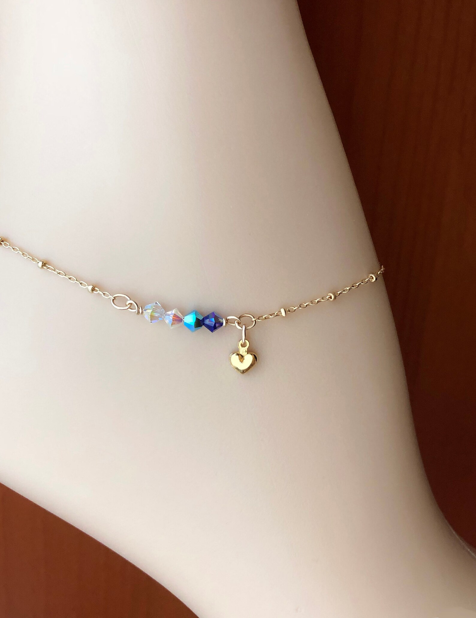 Something Blue Anklet Bridal Ankle Bracelet Gold-Filled - Etsy 日本