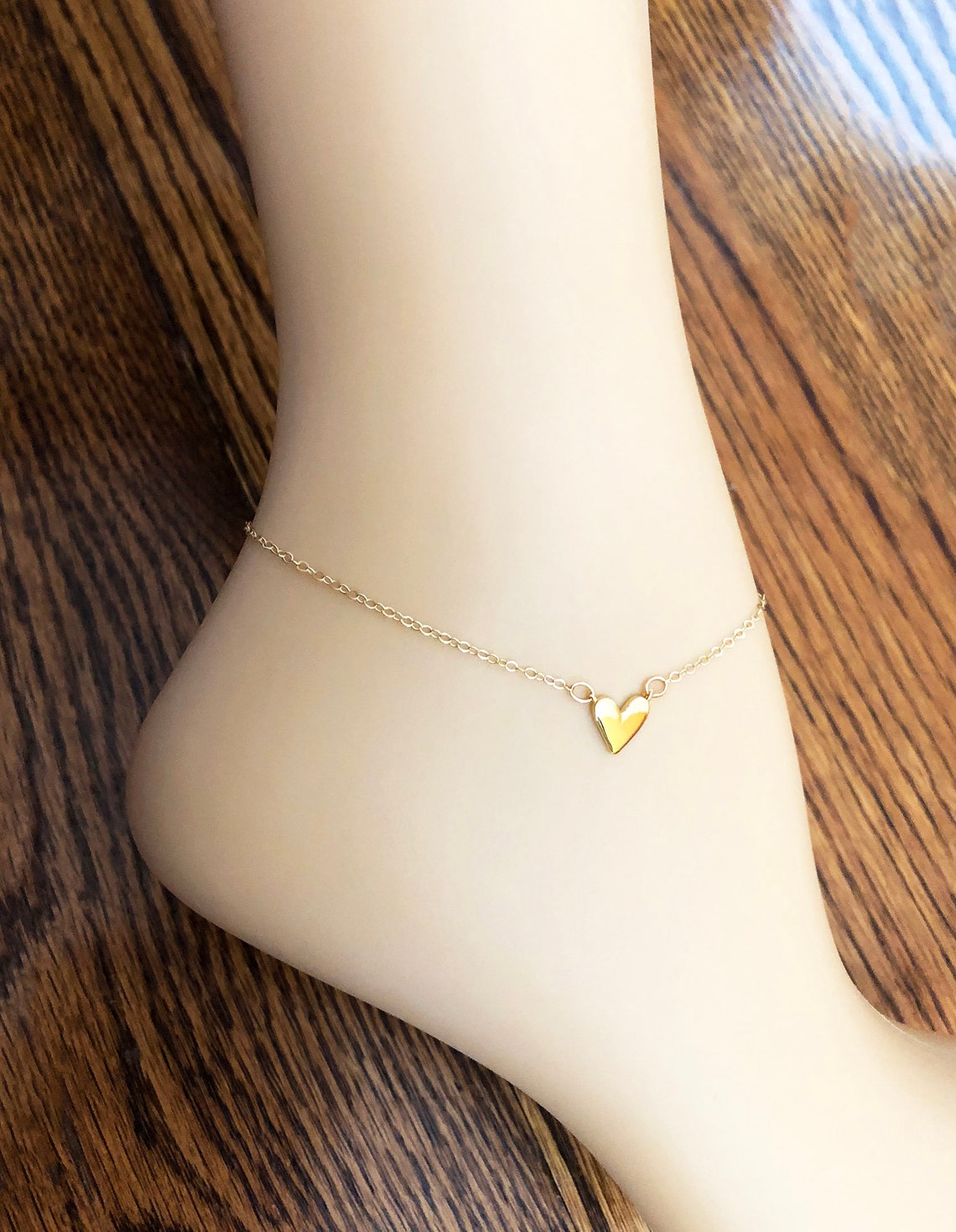 Gold Heart Anklet Love Ankle Bracelet Shiny Heart Anklet - Etsy