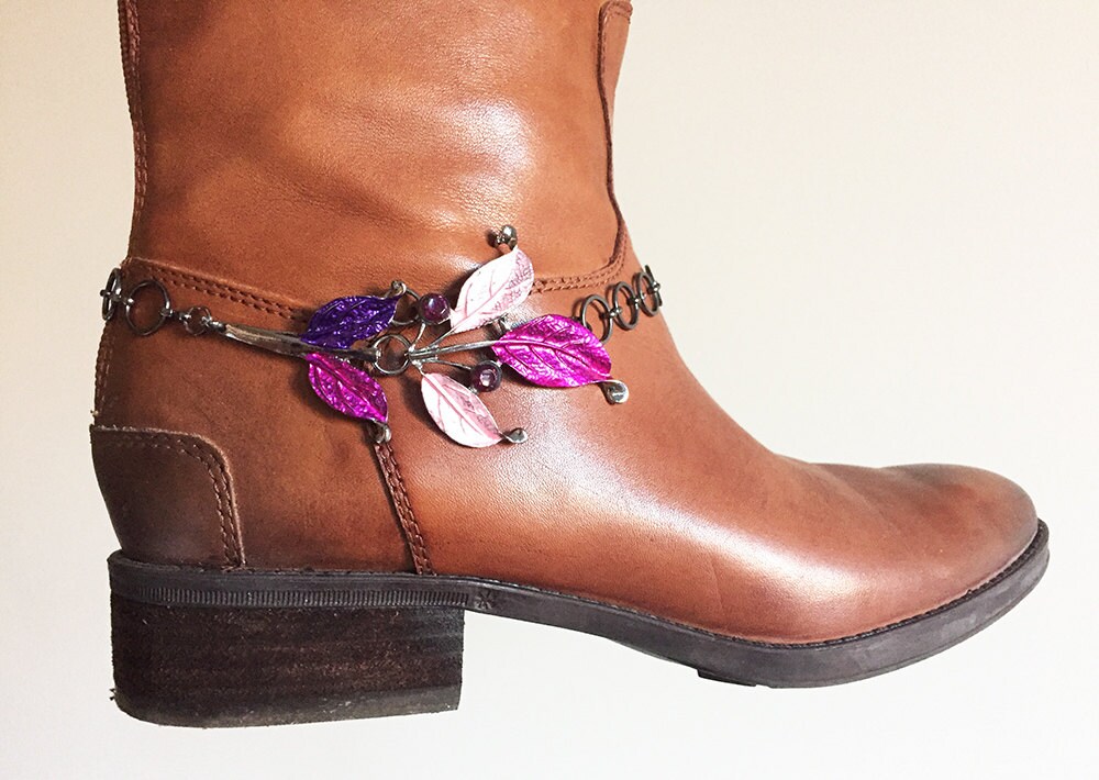 Purple Leaves Boot Bracelet - Purple Boot Jewelry - Purple Boot Bling ...