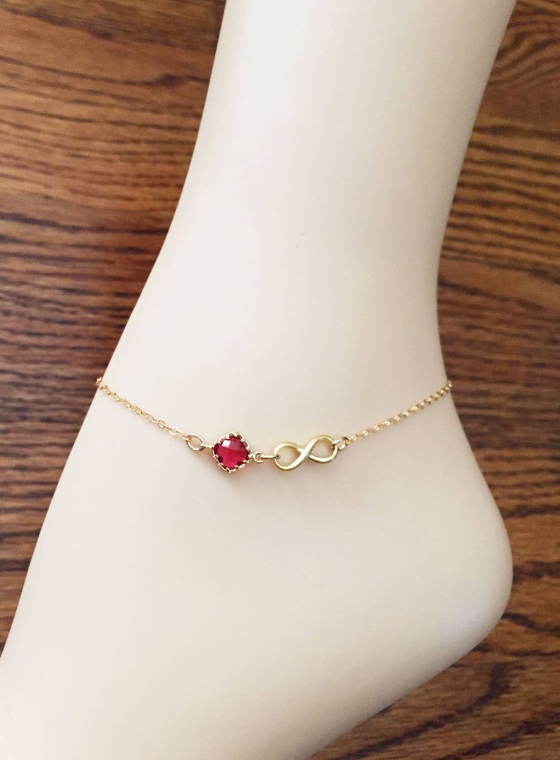 Gold Infinity Anklet Ruby Red Ankle Bracelet Gold Filled | Etsy