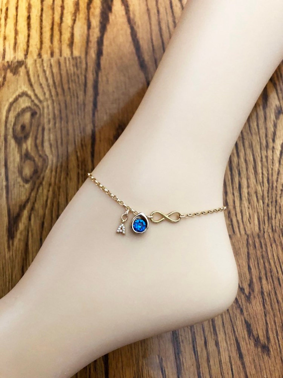 Something Blue Anklet bridal Ankle Bracelet personalized - Etsy