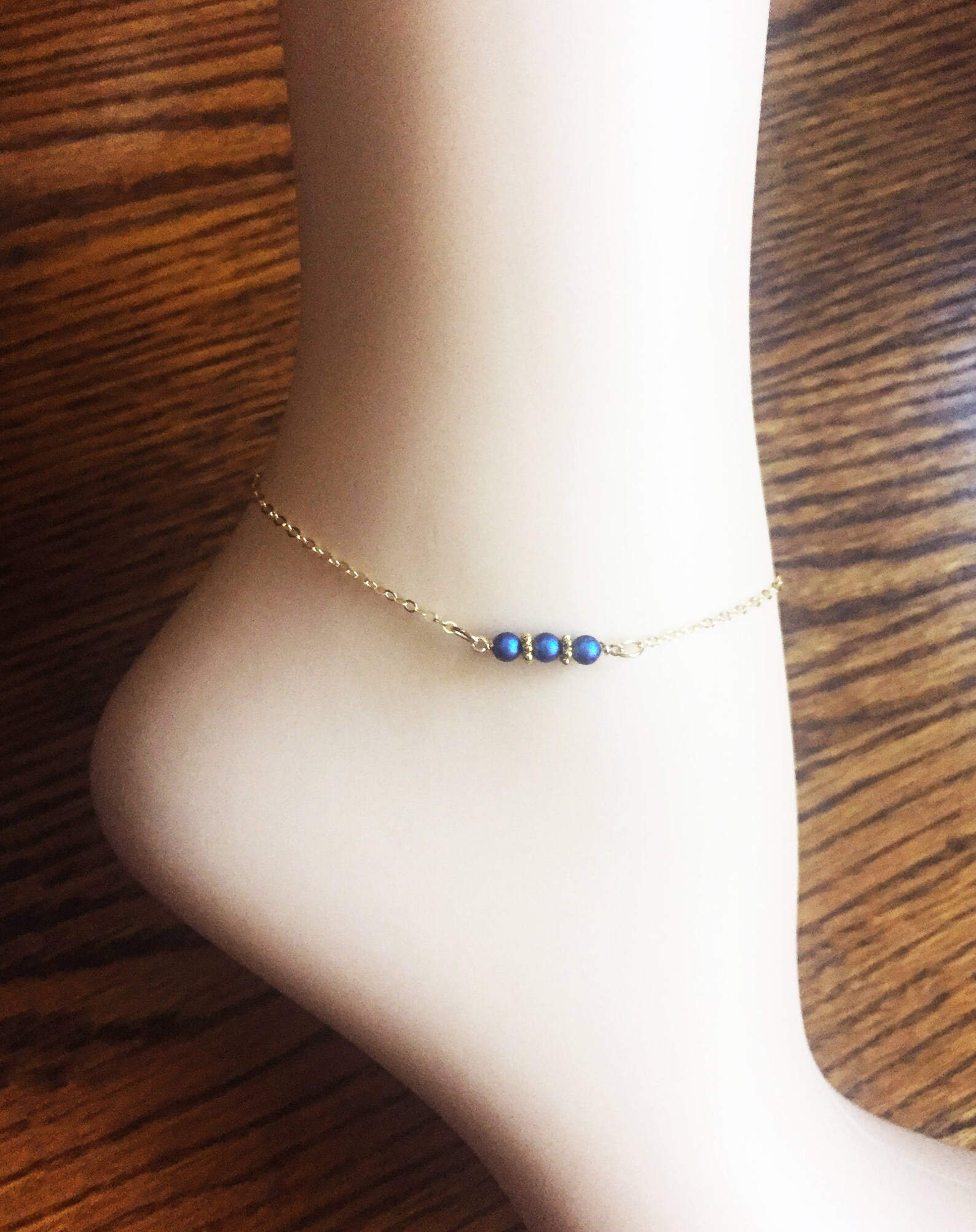 Swarovski Anklet Blue Gold Anklet Something Blue Anklet Gold Filled ...