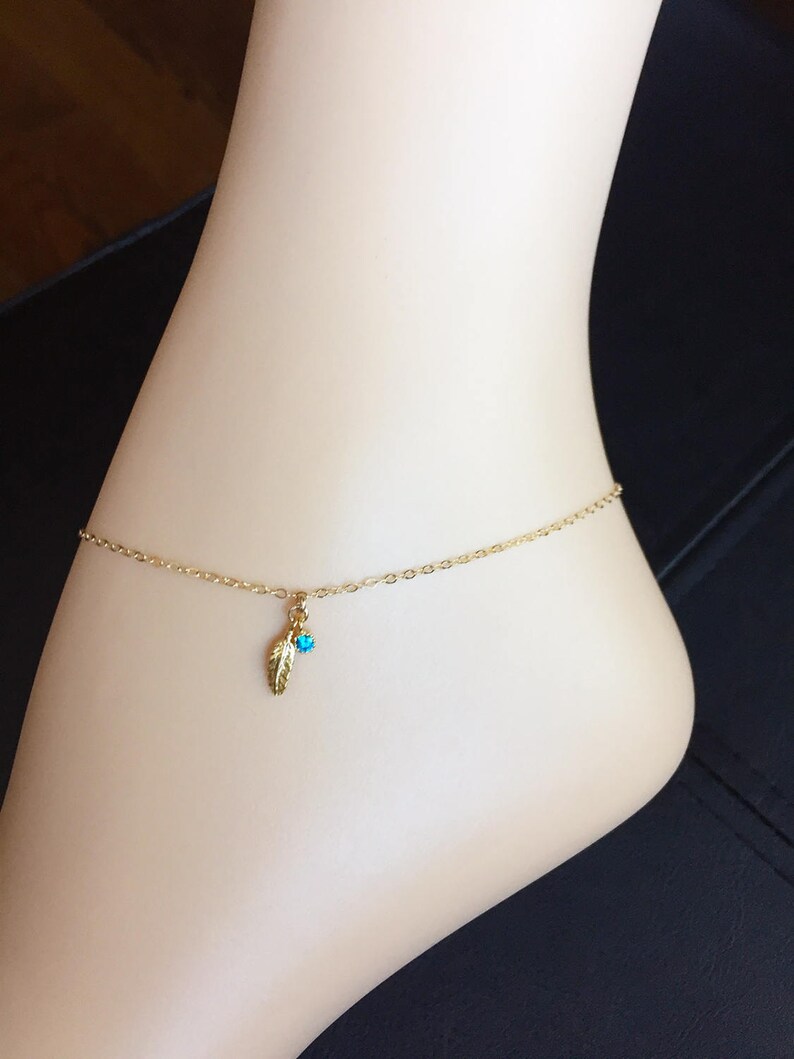 Turquoise Feather Anklet Gold Feather Anklet Feather Ankle - Etsy