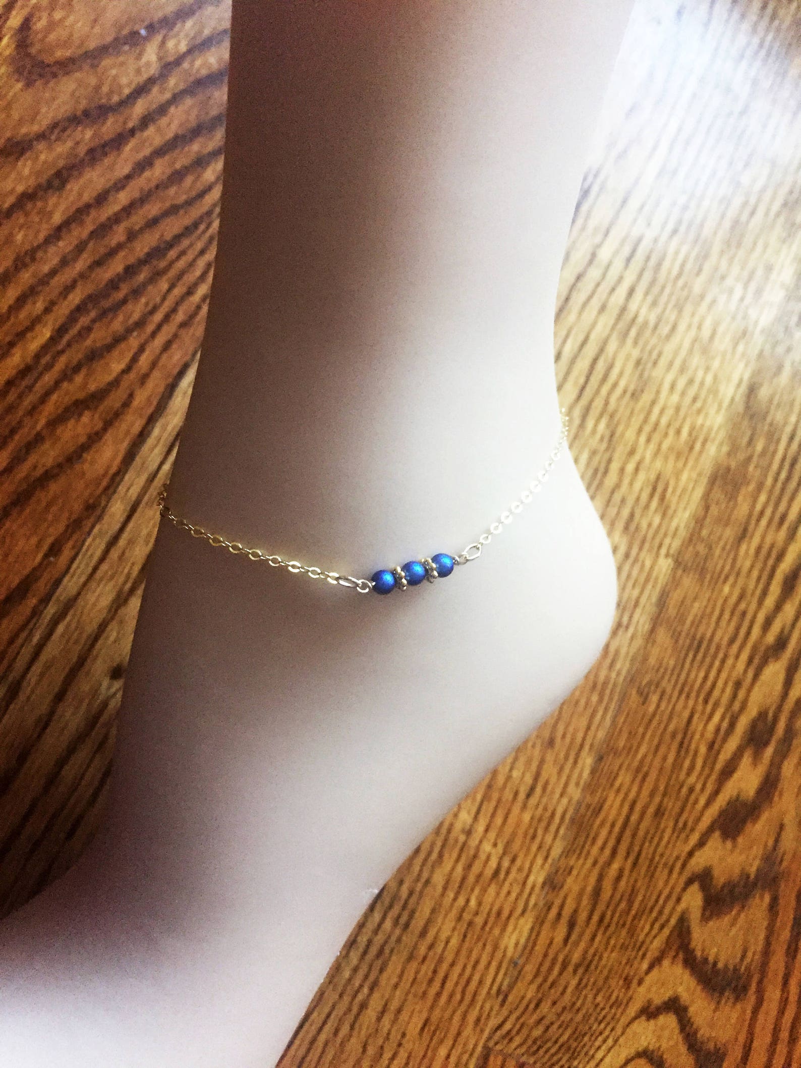 Swarovski Anklet Blue Gold Anklet Something Blue Anklet Gold Filled ...