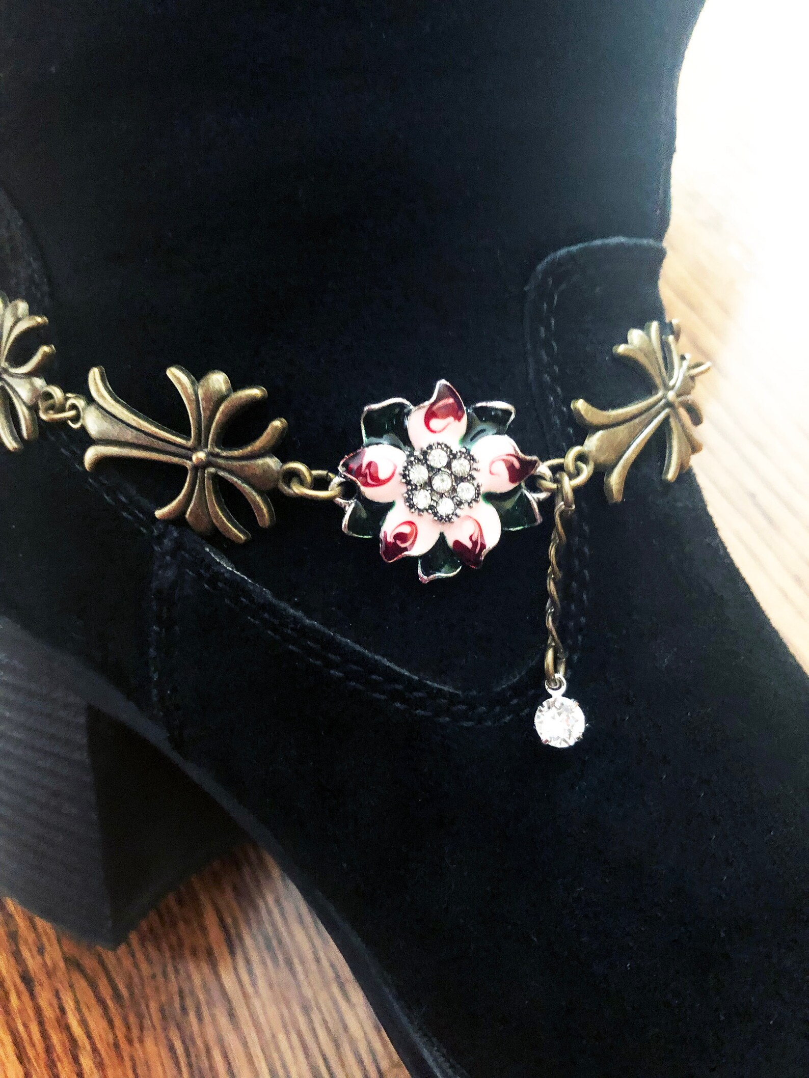 Cross Boot Jewelry Flower Boot Bracelet Bronze Boot Anklet - Etsy