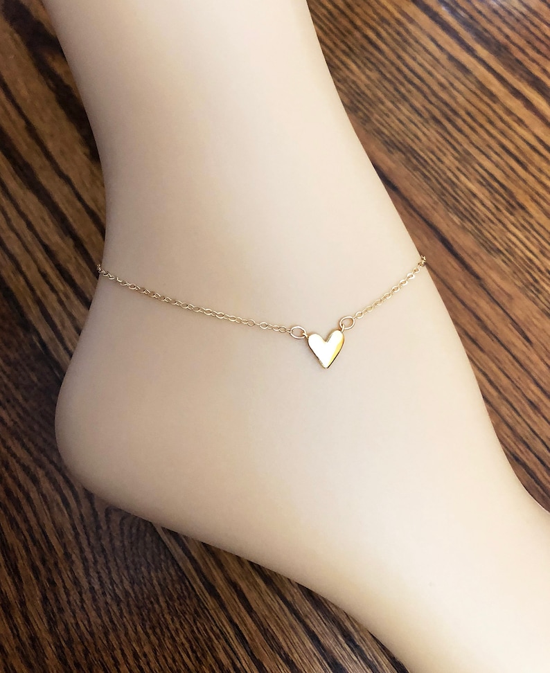 Gold Heart Anklet Love Ankle Bracelet Shiny Heart Anklet | Etsy
