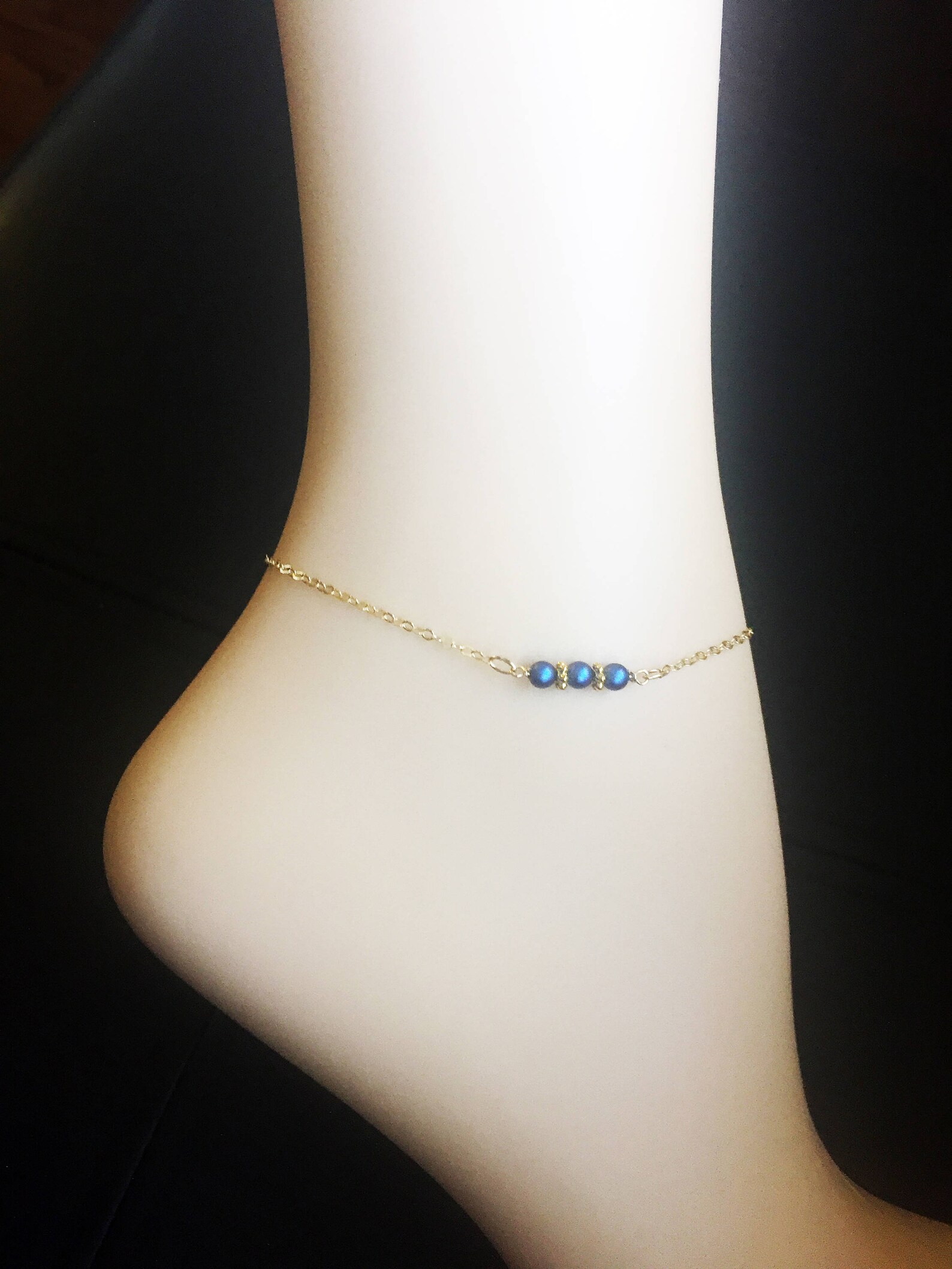 Swarovski Anklet Blue Gold Anklet Something Blue Anklet Gold Filled ...