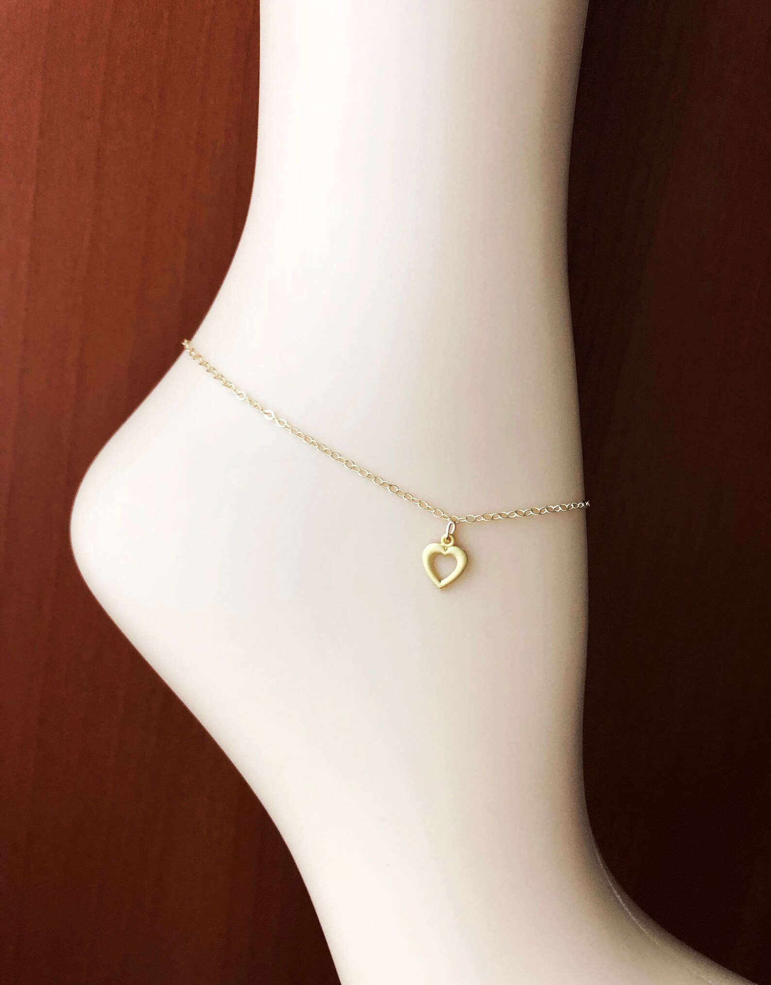 Gold Cutout Heart Anklet Love Anklet Bracelet Bridesmaid | Etsy