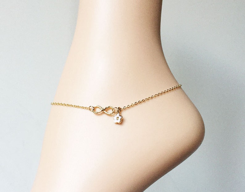 Gold Infinity Anklet-pink Flower Ankle Bracelet-foot Jewelry-gold ...