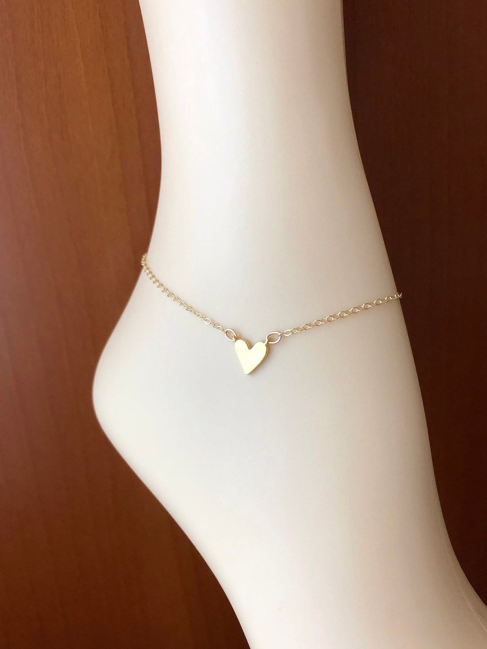 Gold Heart Anklet Love Ankle Bracelet Shiny Heart Anklet | Etsy
