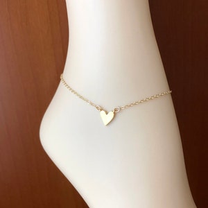 Gold Heart Anklet - Love Ankle Bracelet - Shiny Heart Anklet - Romantic ...