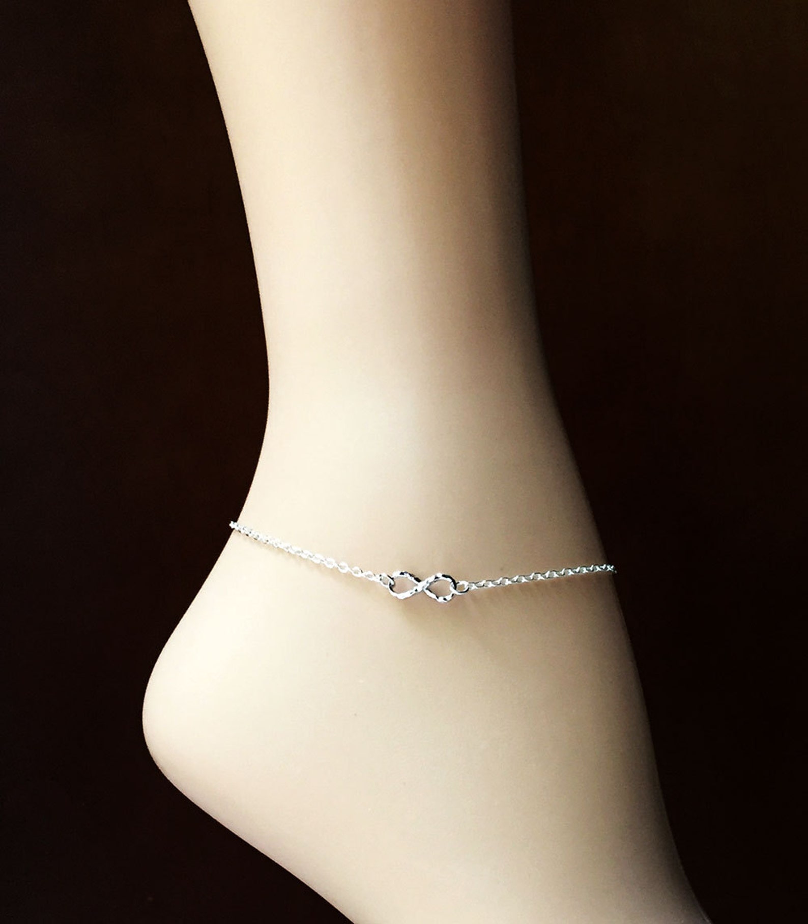 Infinity Silver Ankle Bracelet Silver Hammered Infinity - Etsy