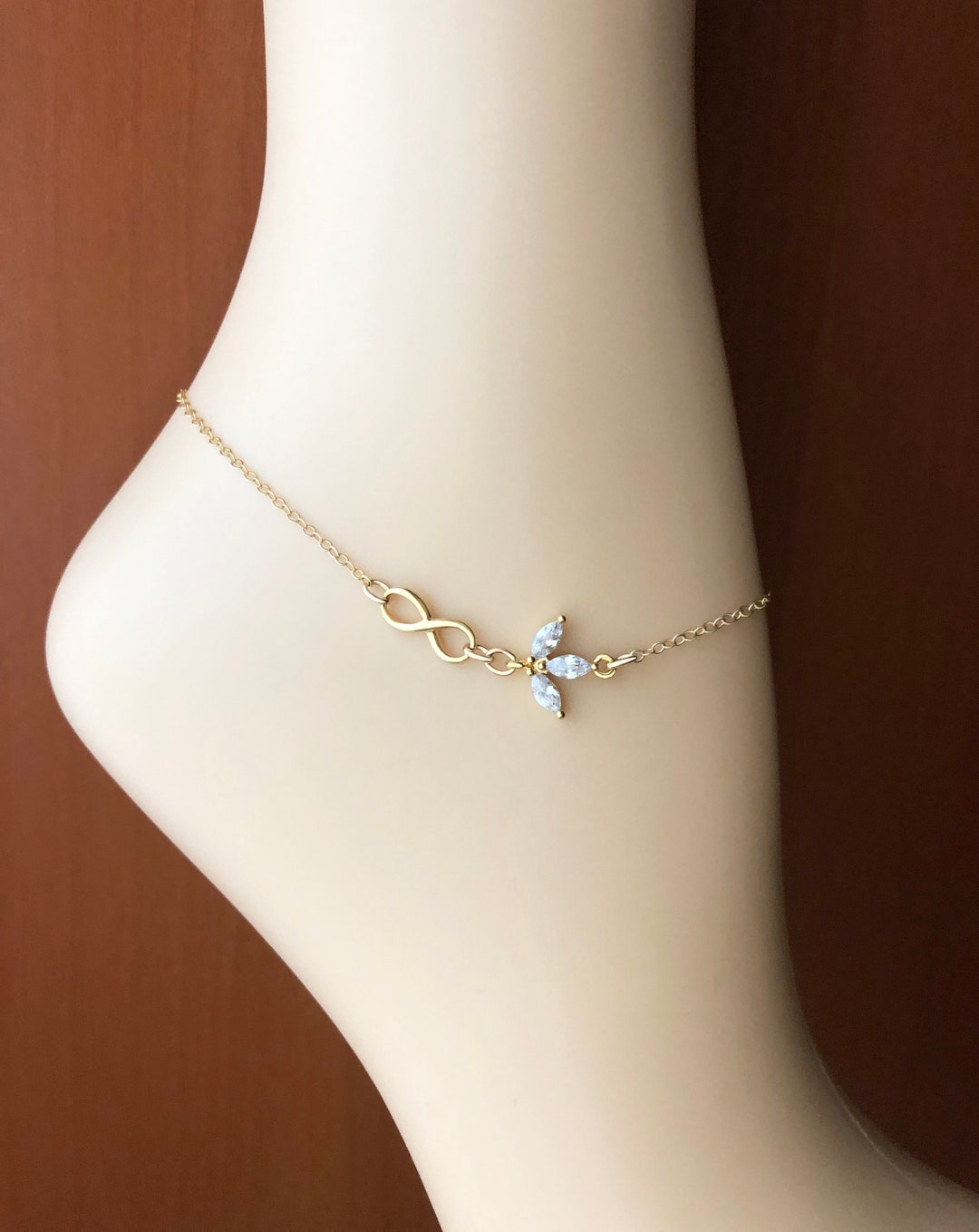 Infinity Ankle Bracelet CZ Flower Anklet gold Infinity Anklet bridal ...
