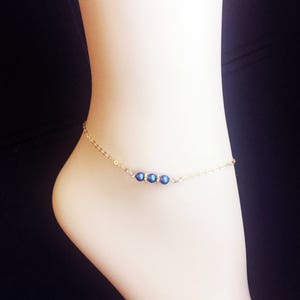 Swarovski Anklet - Blue Gold Anklet - Something Blue Anklet - Gold ...