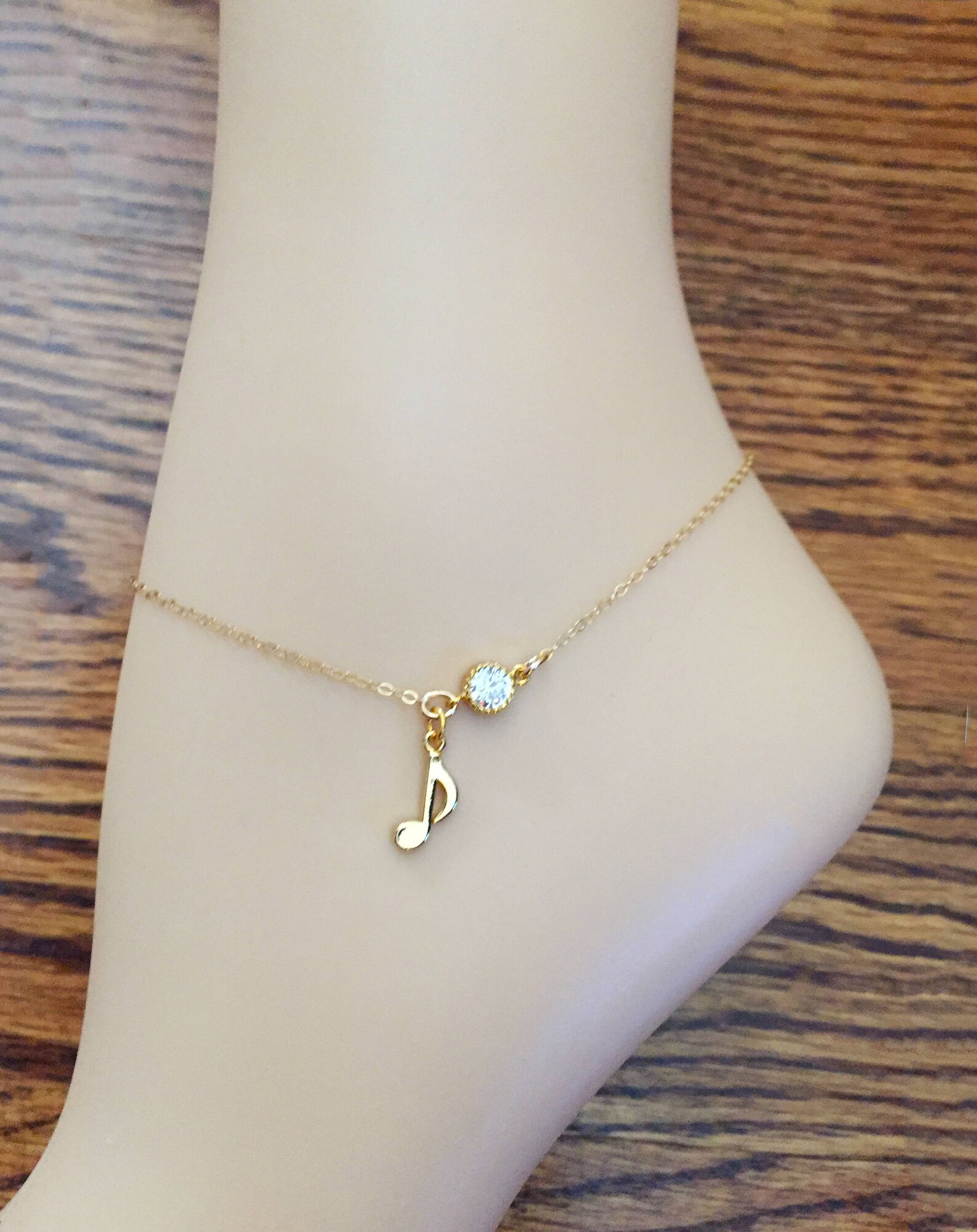 Music Anklet - CZ Ankle Bracelet - Gold Filled Chain - Sparkly Music ...