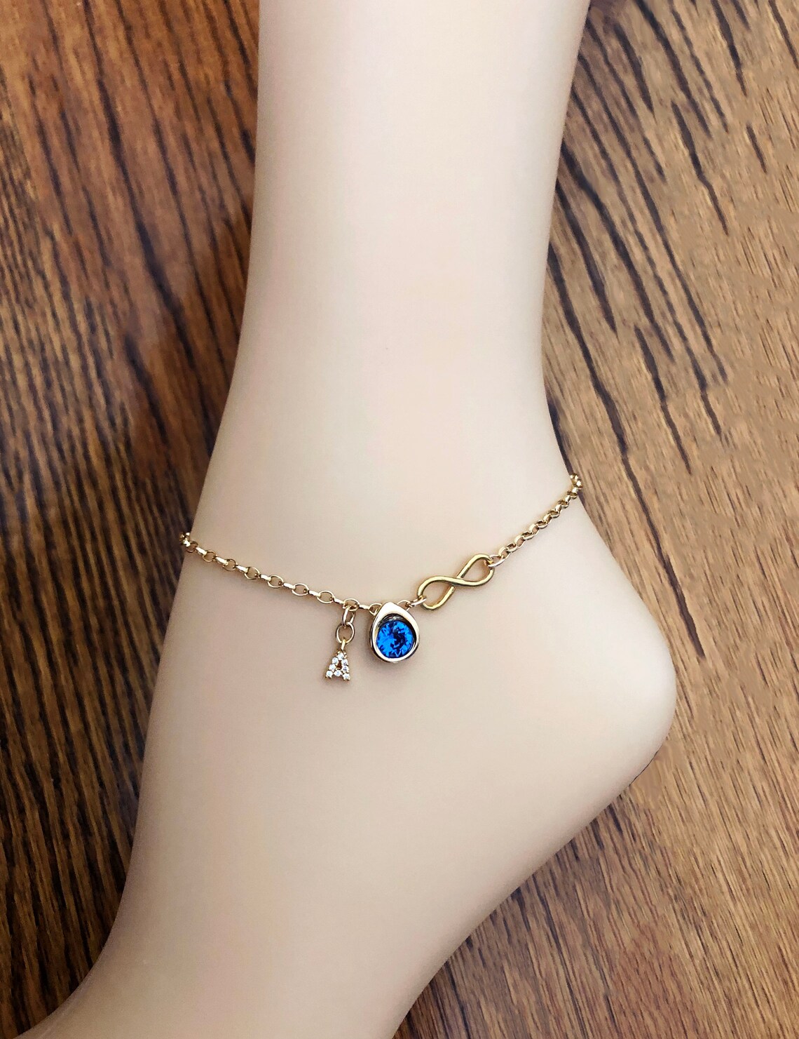 Something Blue Anklet bridal Ankle Bracelet personalized - Etsy