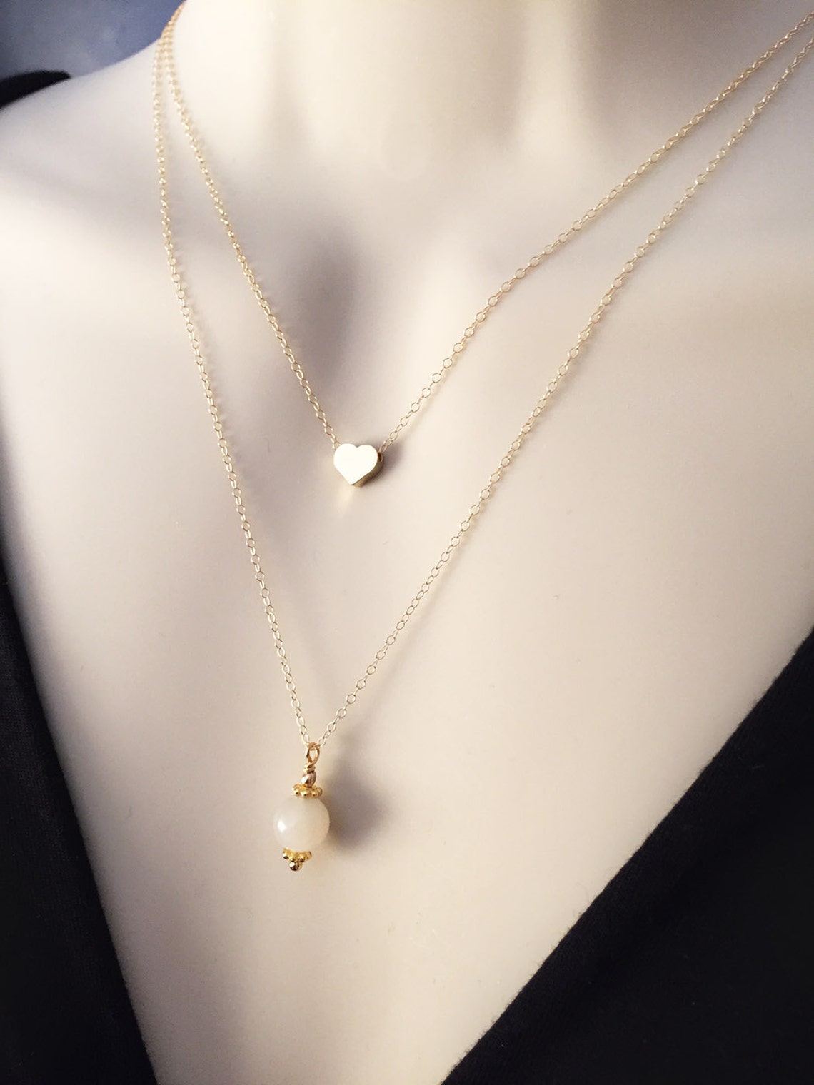 Moonstone Necklace Gold Filled Chain Natural Moonstone | Etsy