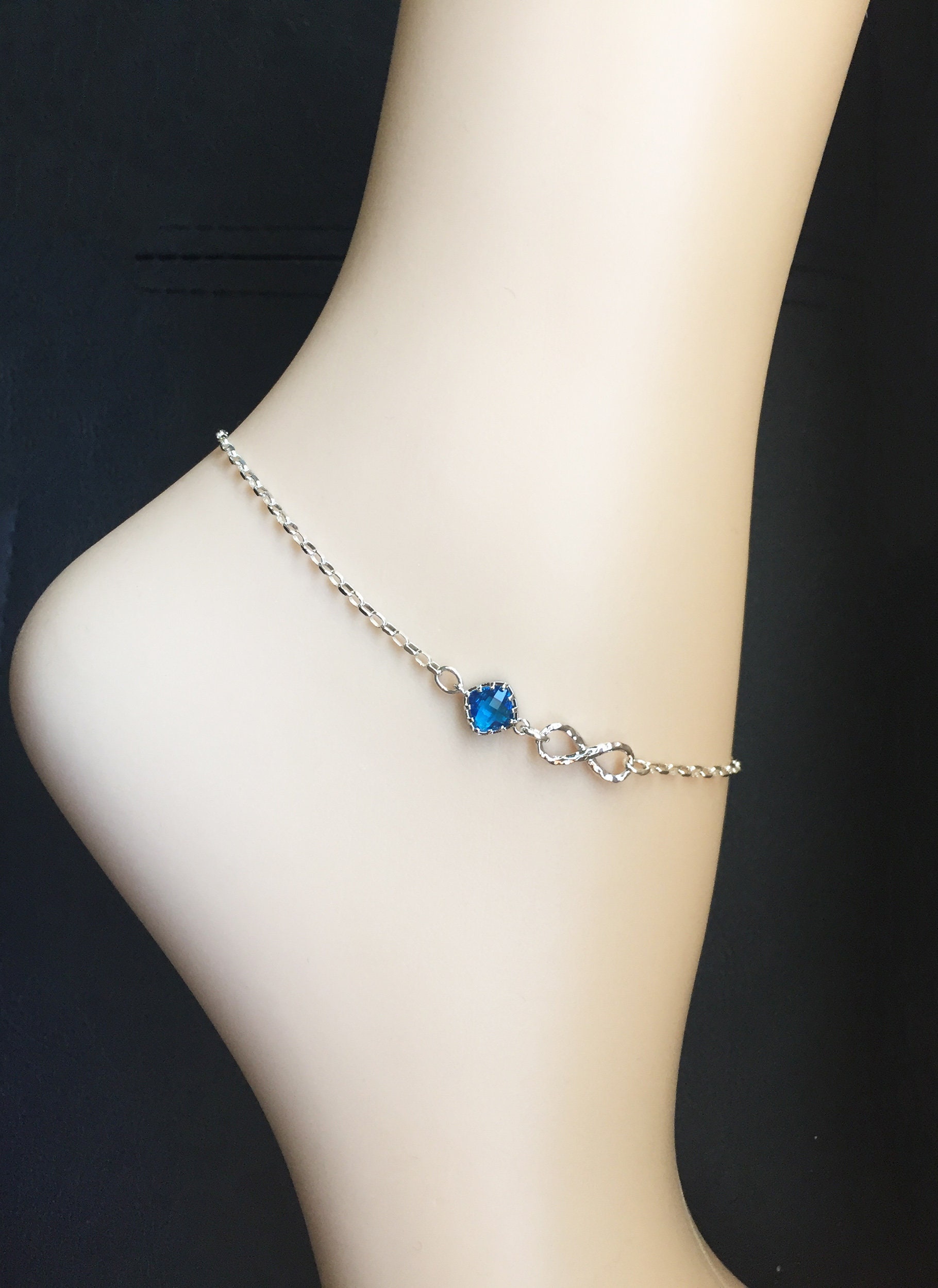 Something Blue Anklet Silver Hammered Infinity Anklet | Etsy