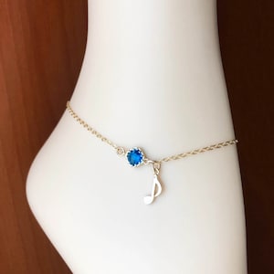 Something Blue Anklet - Music Note Anklet - Gold Ankle Bracelet - Music ...