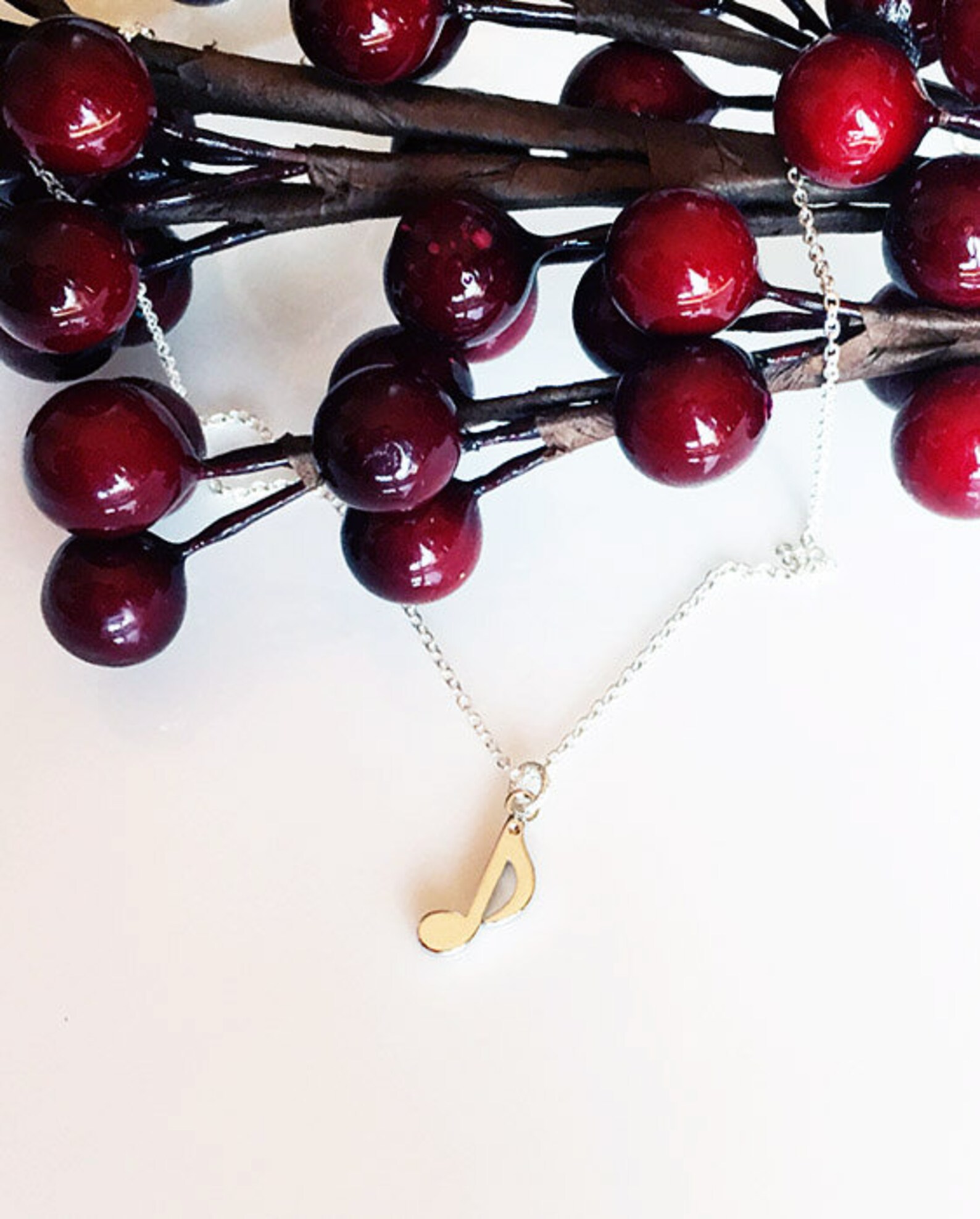 Music Note Necklace - Music Jewelry - Sterling Silver or Gold Filled ...