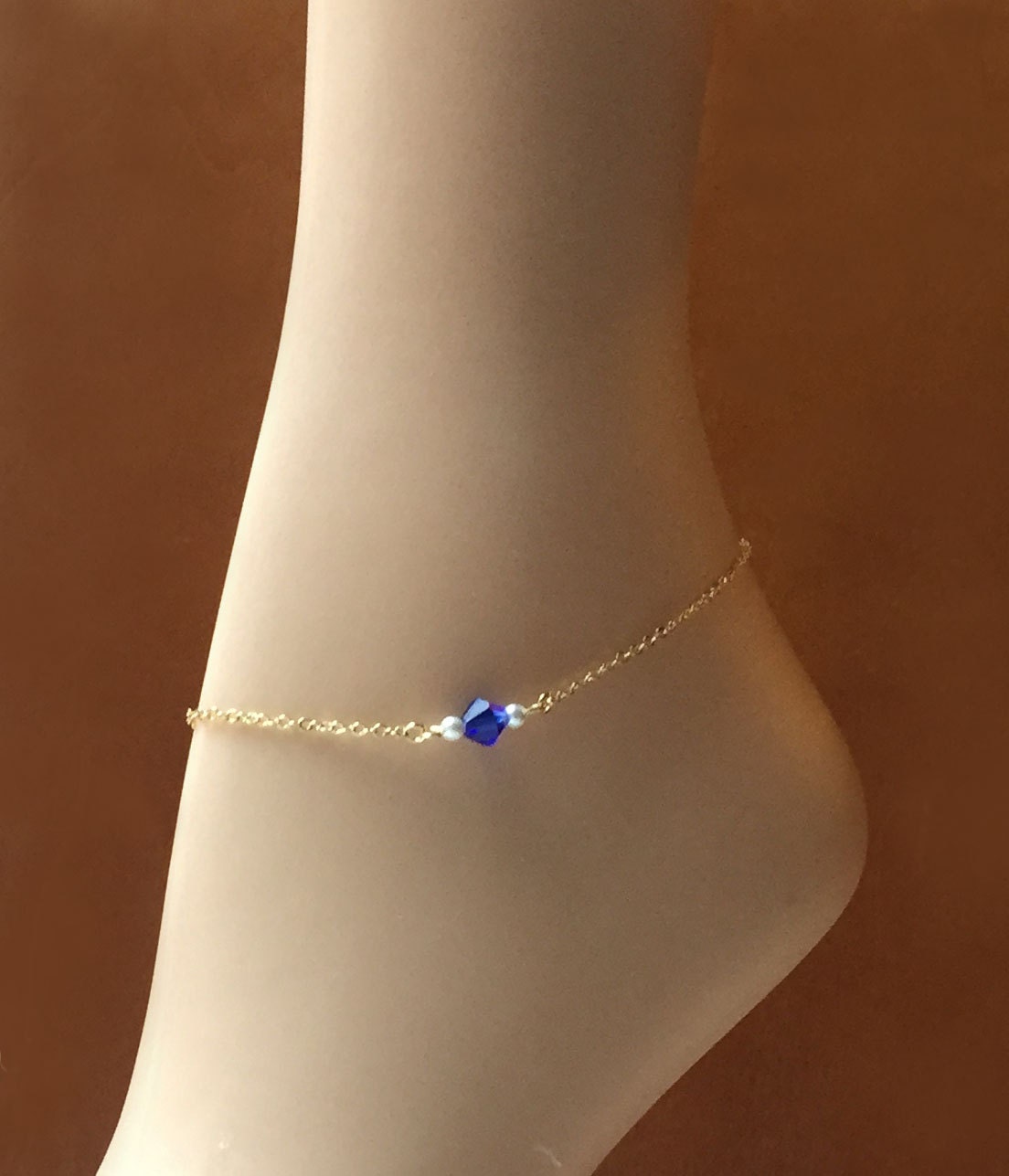 Gorgeous 16K Gold Plated Anklet 'blue'swarovski - Etsy