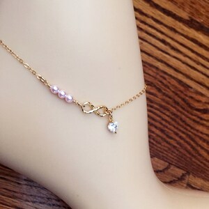 Infinity Bridal Anklet - Crystal Heart Anklet - Swarovski Pearl Ankle ...