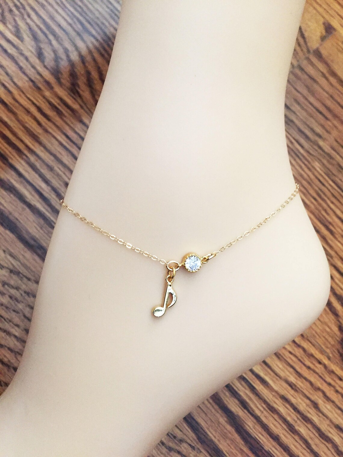 Music Anklet - CZ Ankle Bracelet - Gold Filled Chain - Sparkly Music ...