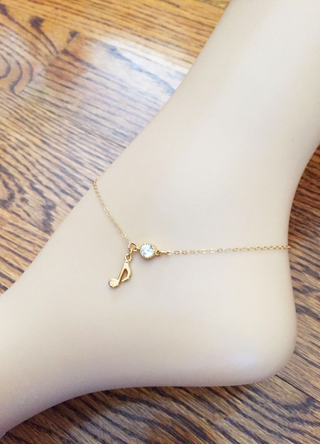 Music Anklet - CZ Ankle Bracelet - Gold Filled Chain - Sparkly Music ...