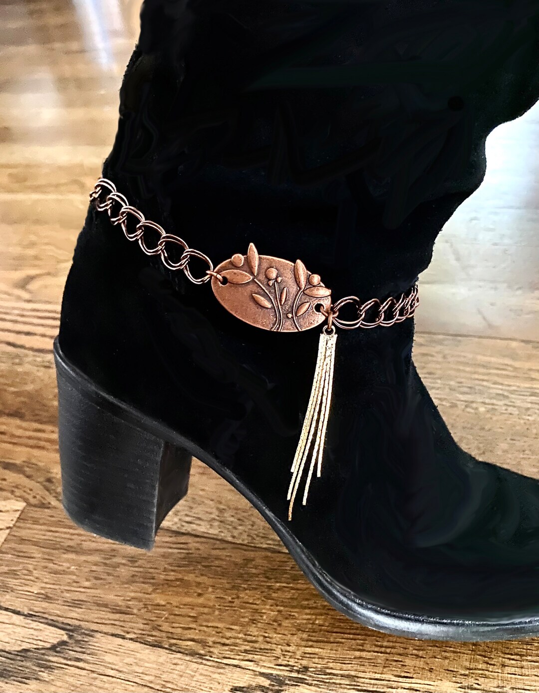Tassel Boot Bracelet • Copper Boot Anklet • Boot Chains • Flower Boot ...