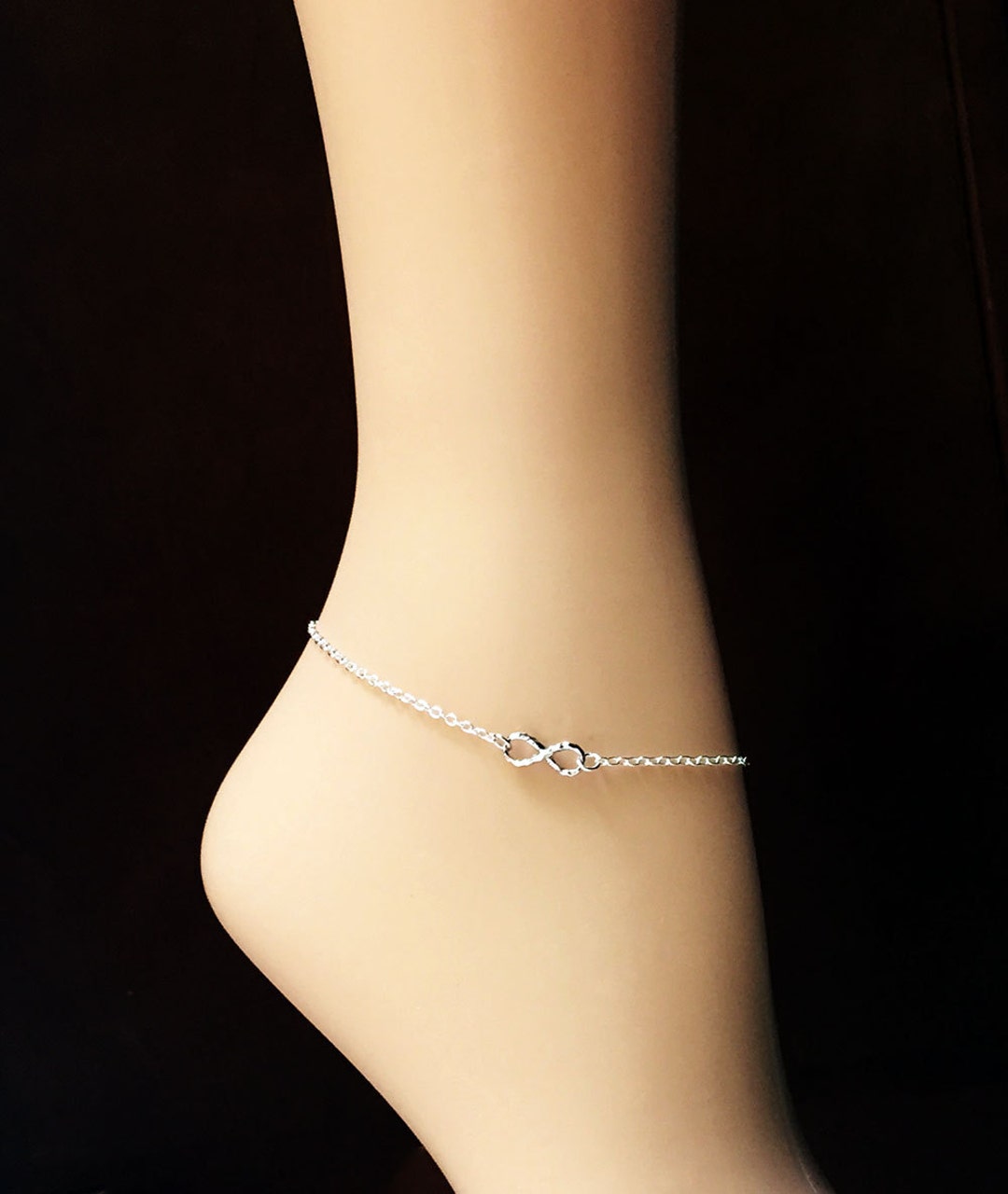 Infinity Silver Ankle Bracelet - Silver Hammered Infinity Anklet ...