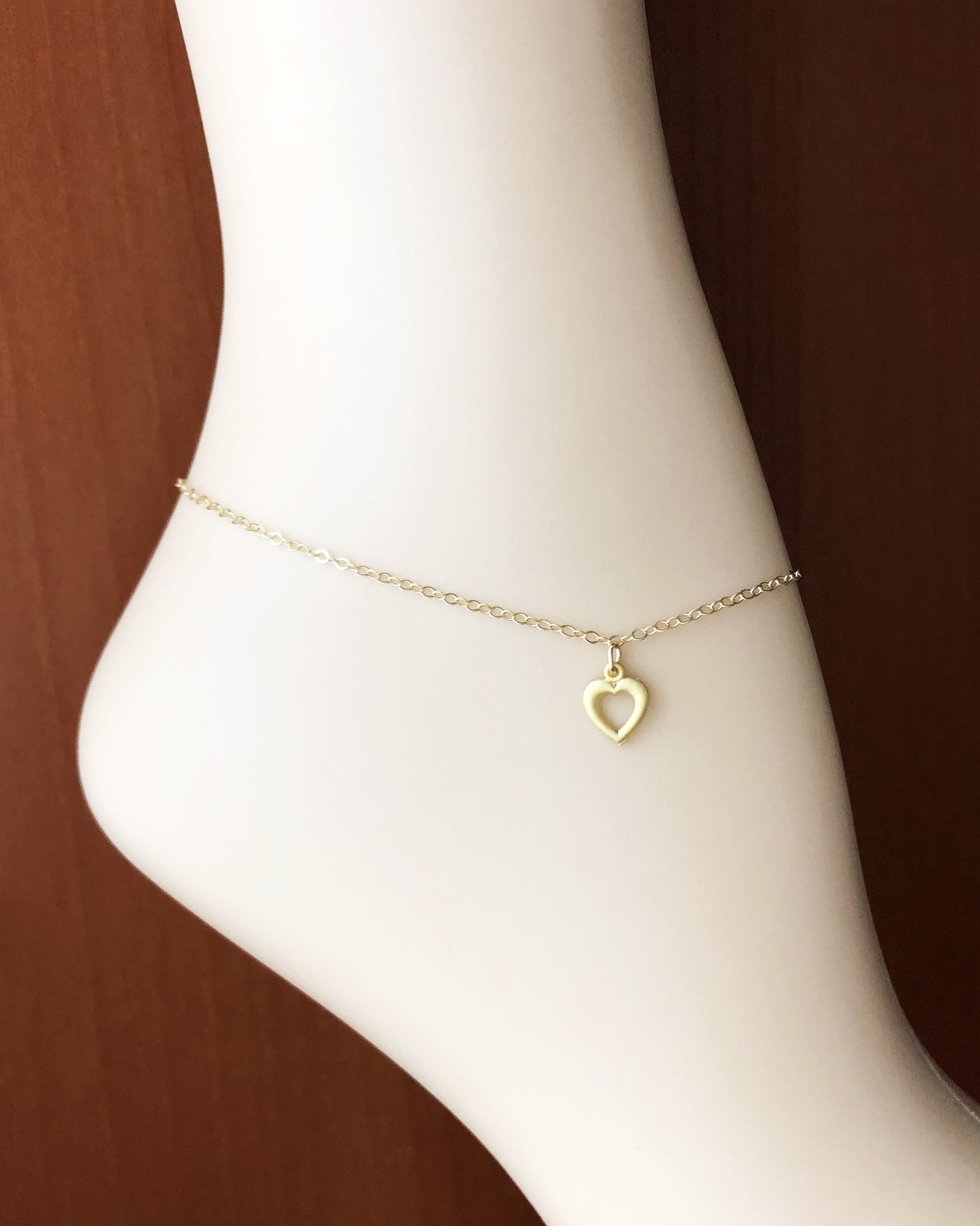 Gold Cutout Heart Anklet Love Anklet Bracelet Bridesmaid | Etsy