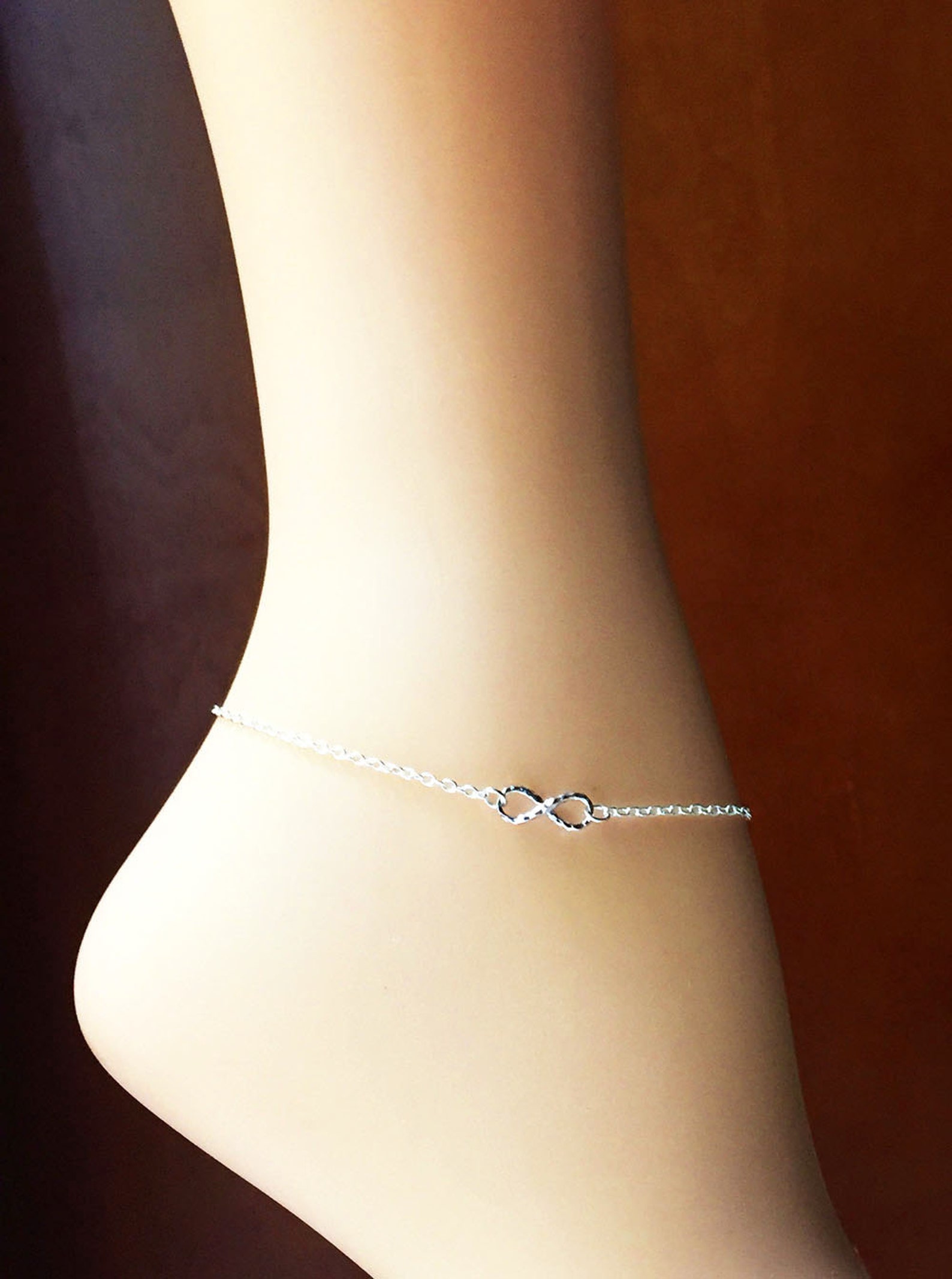 Infinity Silver Ankle Bracelet Silver Hammered Infinity - Etsy