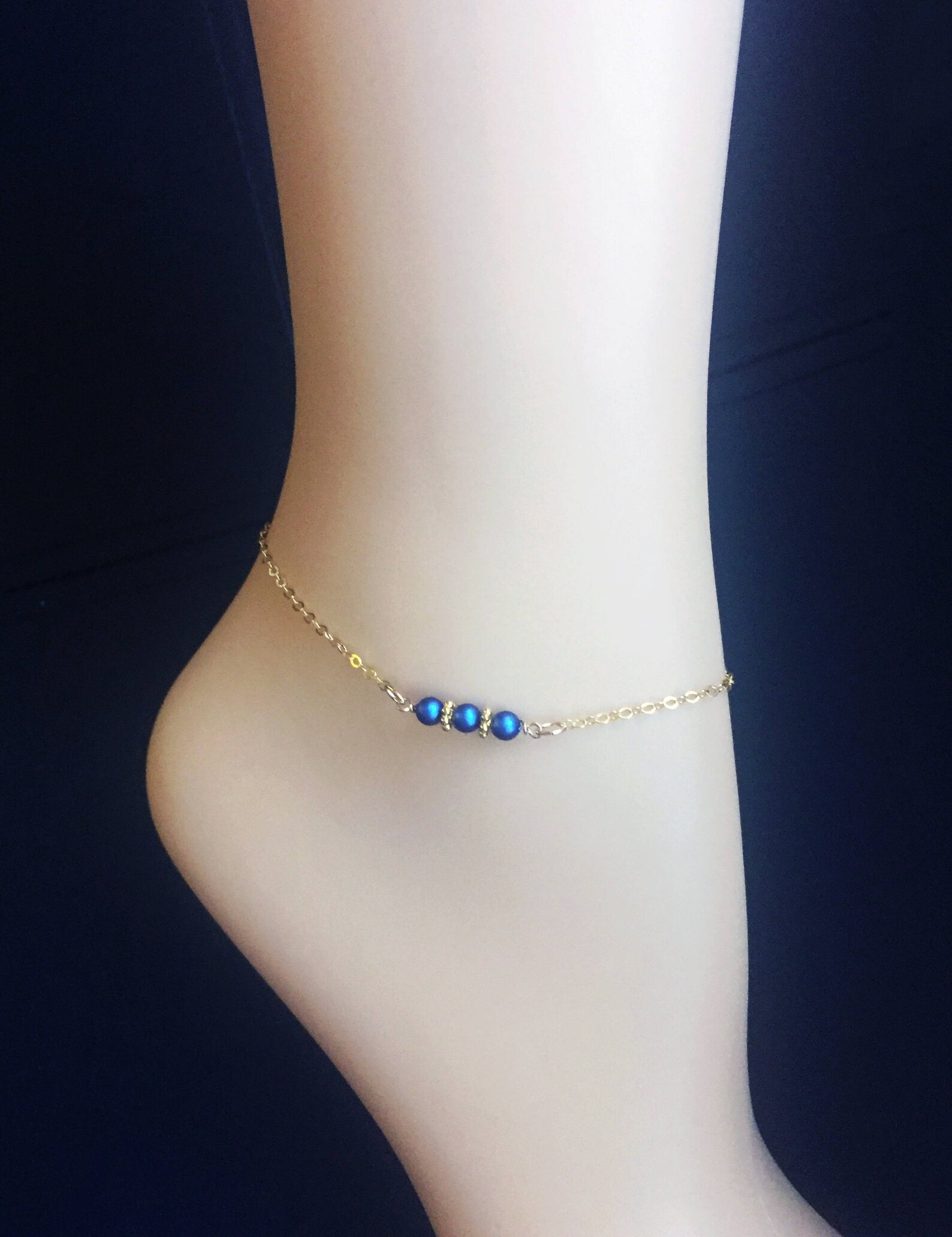 Swarovski Anklet Blue Gold Anklet Something Blue Anklet Gold Filled ...