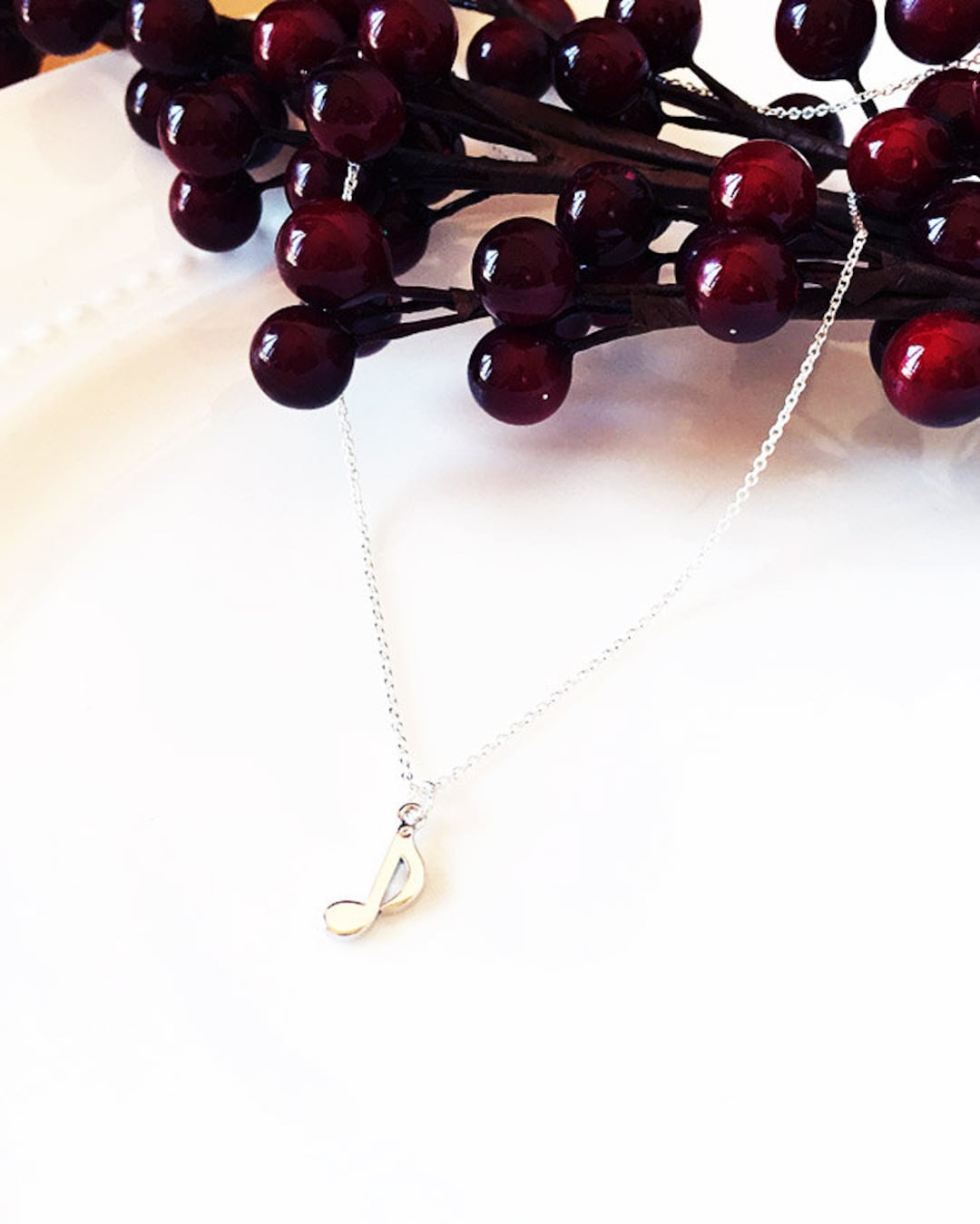 Music Note Necklace - Music Jewelry - Sterling Silver or Gold Filled ...