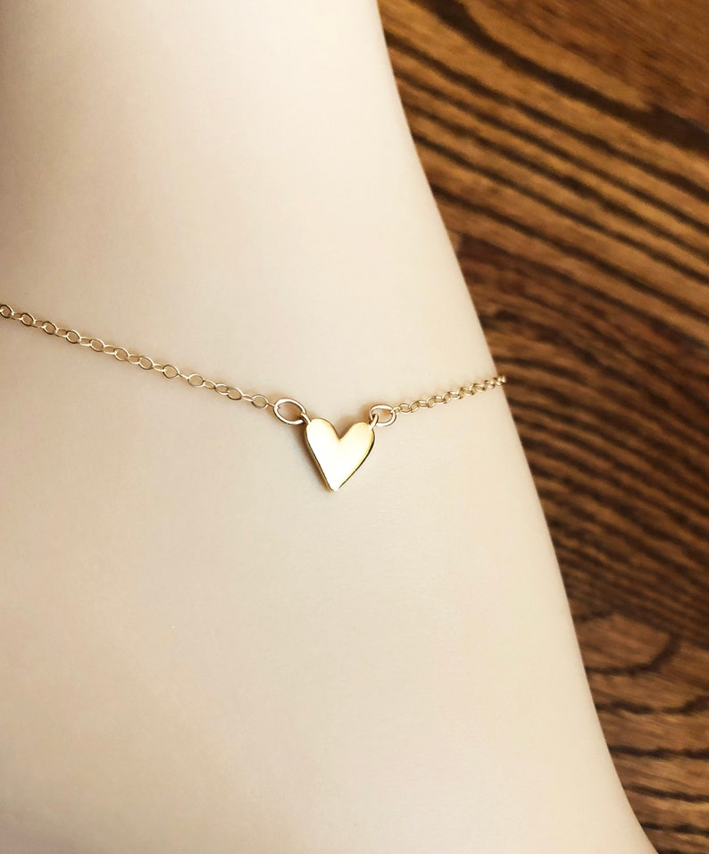 Gold Heart Anklet Love Ankle Bracelet Shiny Heart Anklet | Etsy