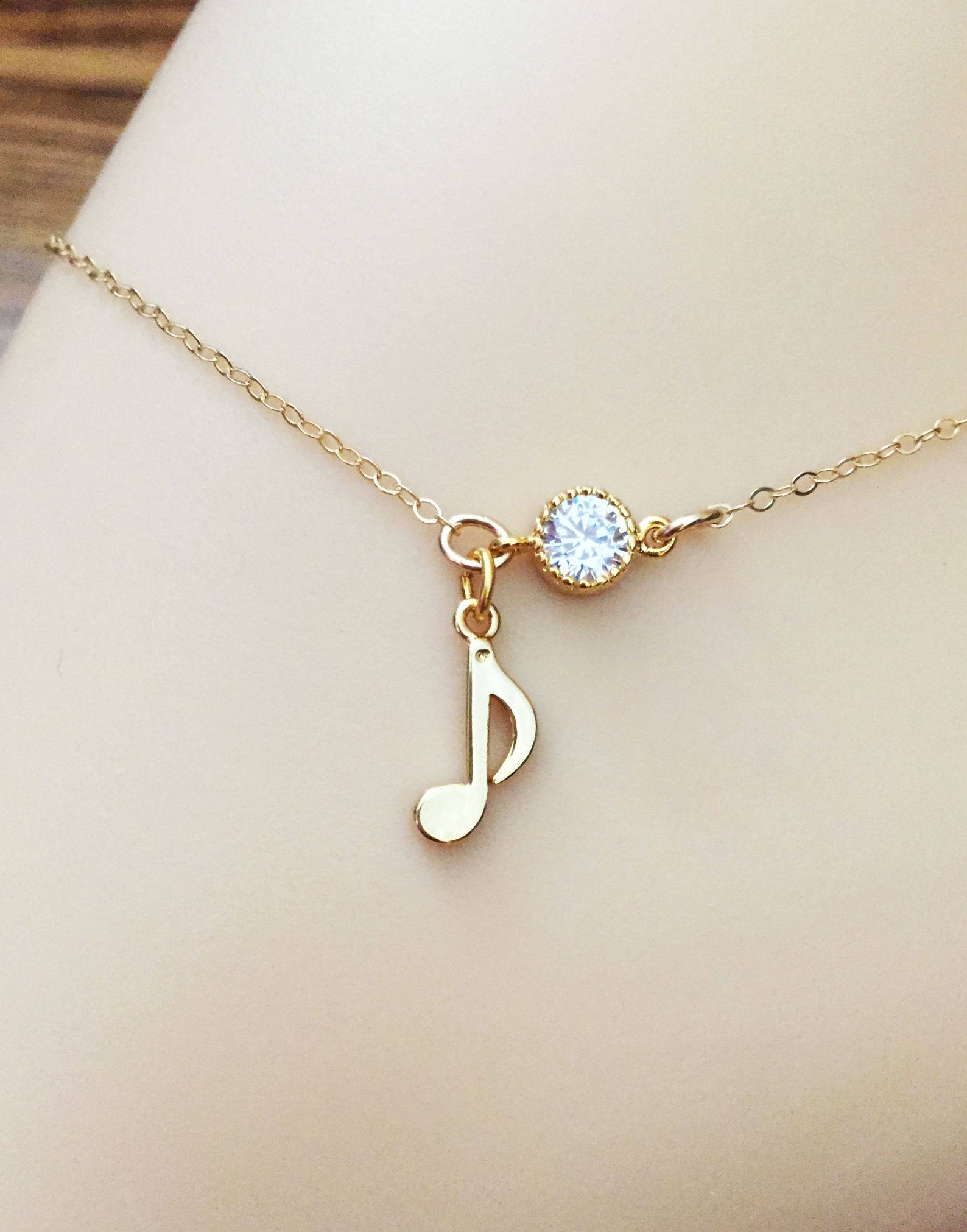 Music Anklet - CZ Ankle Bracelet - Gold Filled Chain - Sparkly Music ...